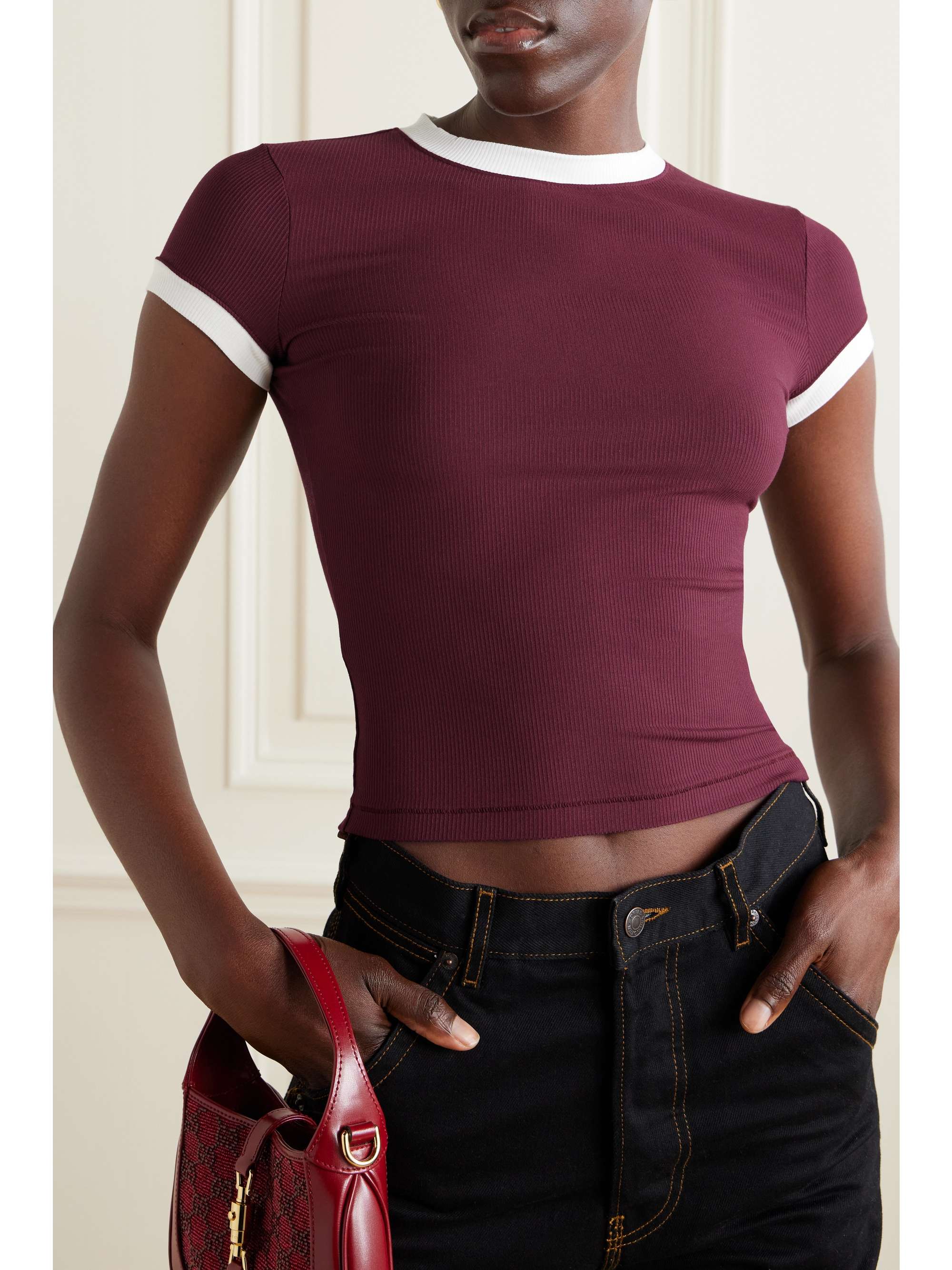 SKIMS Soft Lounge Ringer T-shirt - Maroon | NET-A-PORTER