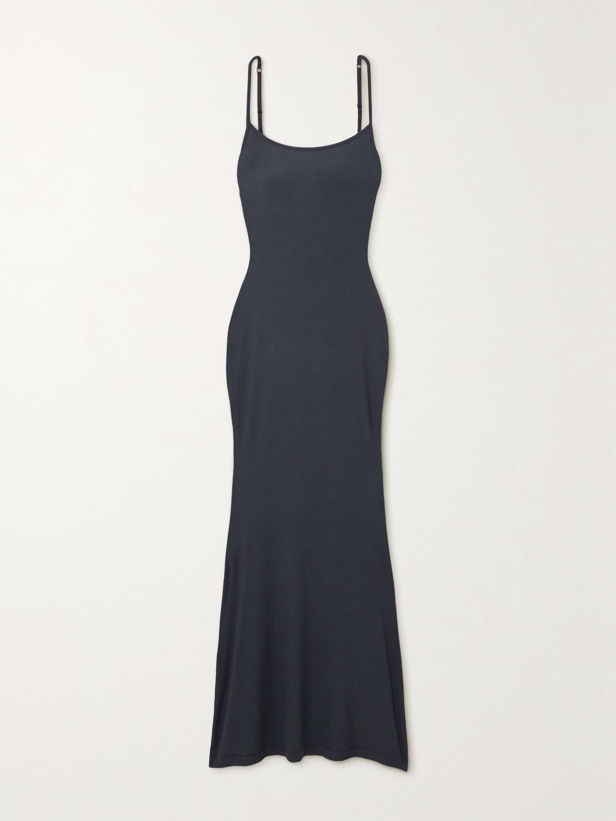 SKIMS Soft Lounge Rib Long stretch-modal slip dress - Graphite | NET-A ...