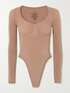 SKIMS Seamless Sculpt Long Sleeve Thong Bodysuit - Sienna | NET-A-PORTER