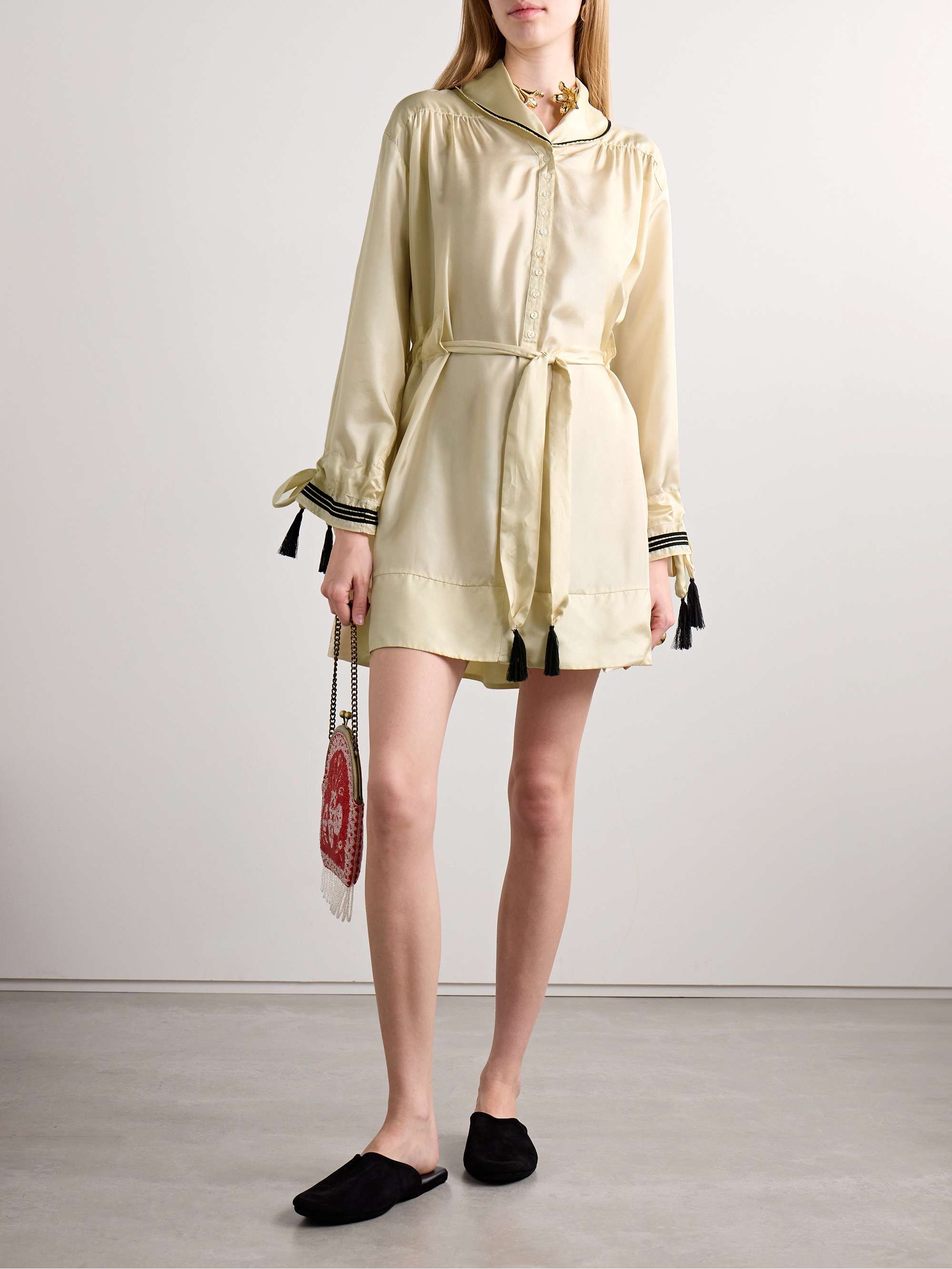 BODE Boater belted silk-satin mini dress | NET-A-PORTER