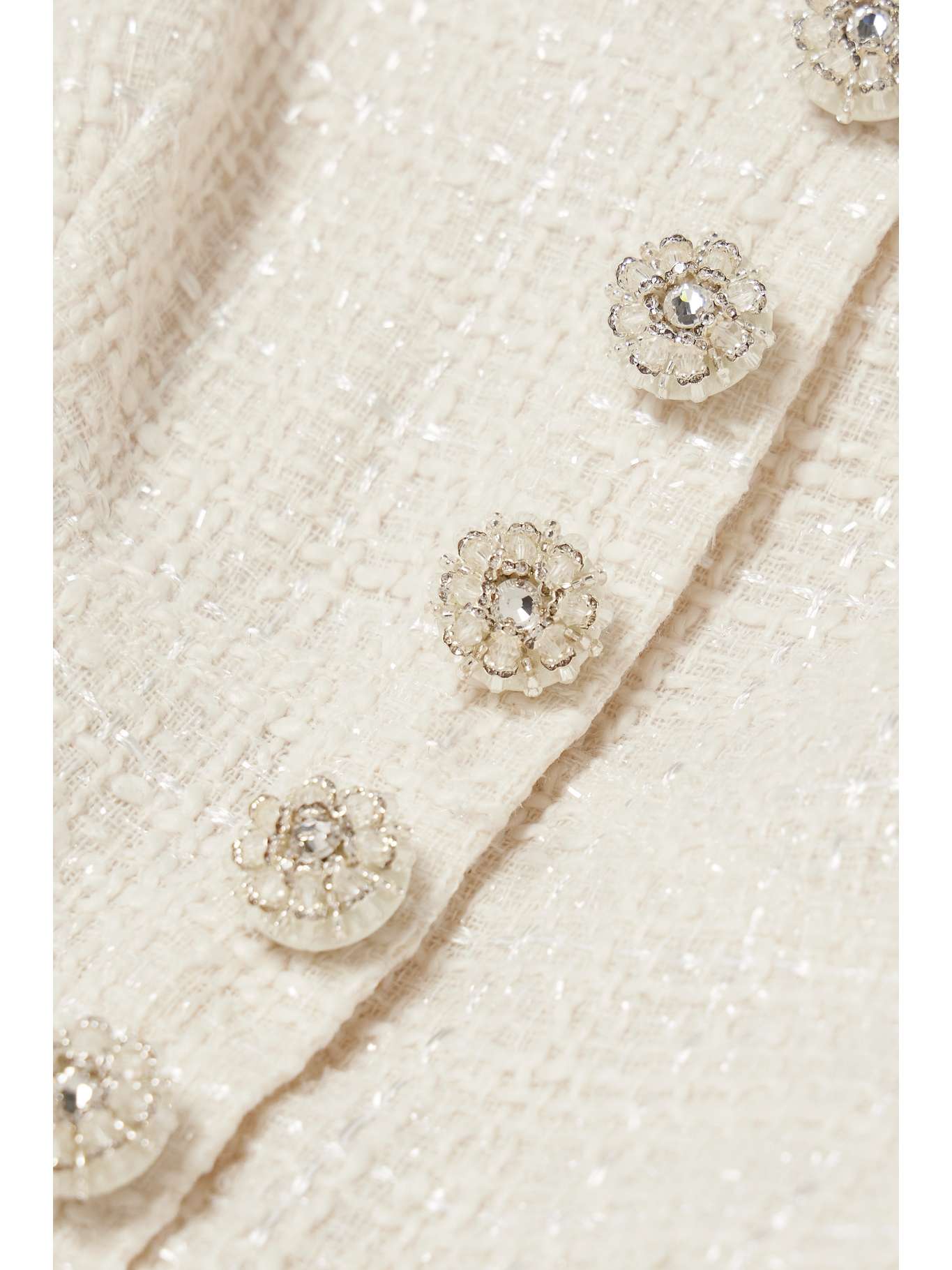 SELF-PORTRAIT Embellished bouclé-tweed peplum midi dress | NET-A-PORTER