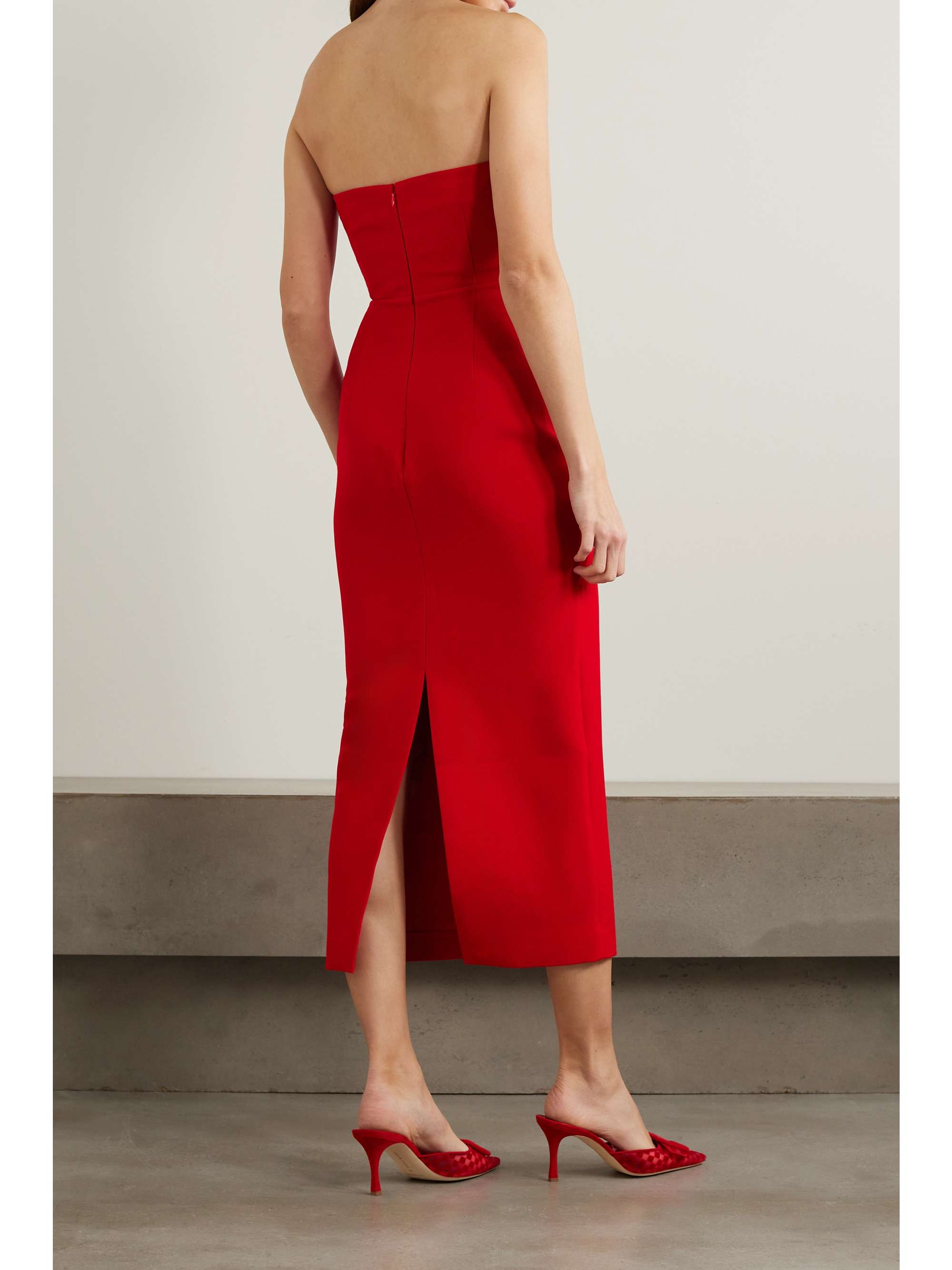 ROLAND MOURET Strapless crepe midi dress | NET-A-PORTER