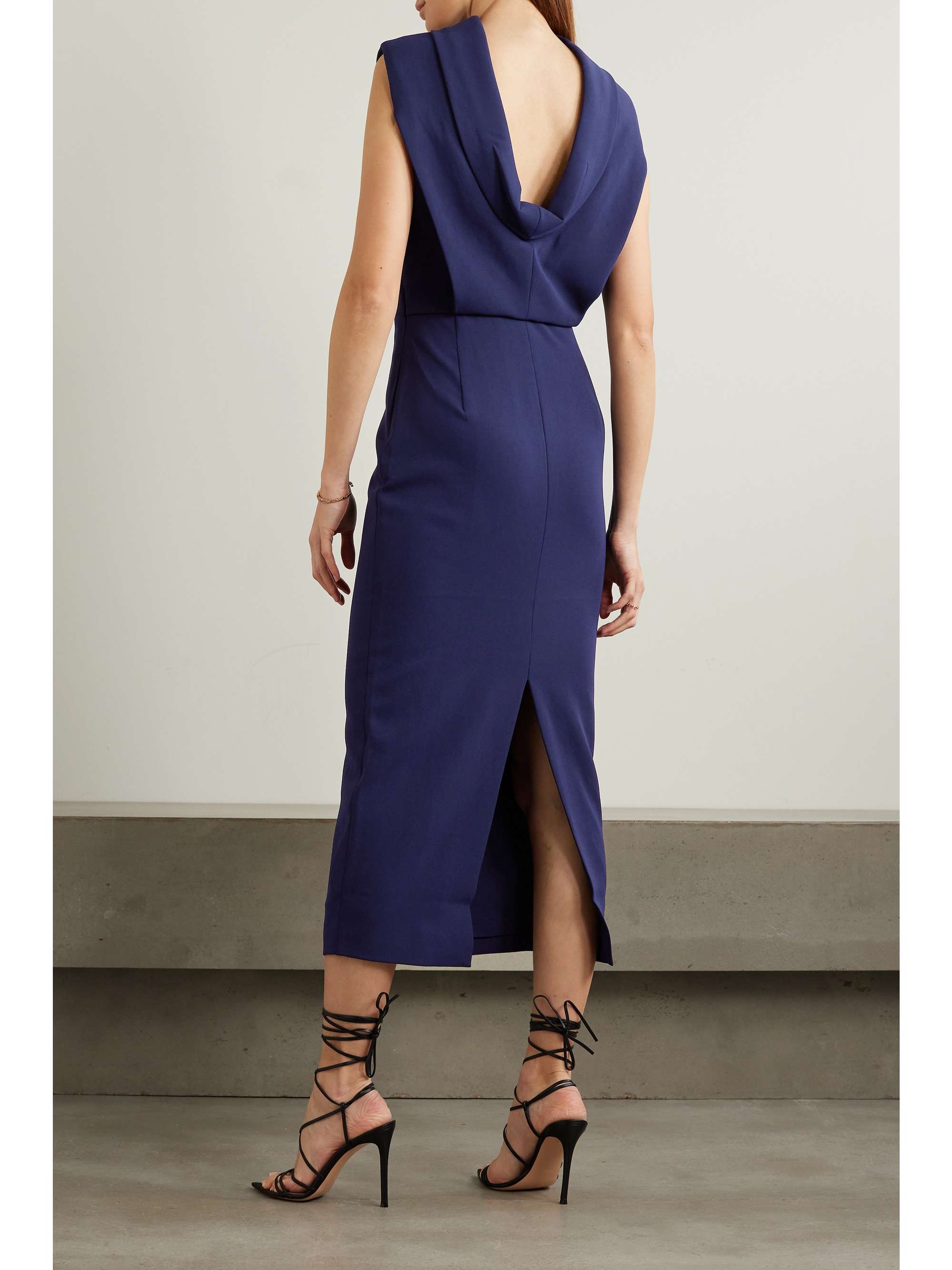 ROLAND MOURET Draped cady midi dress | NET-A-PORTER