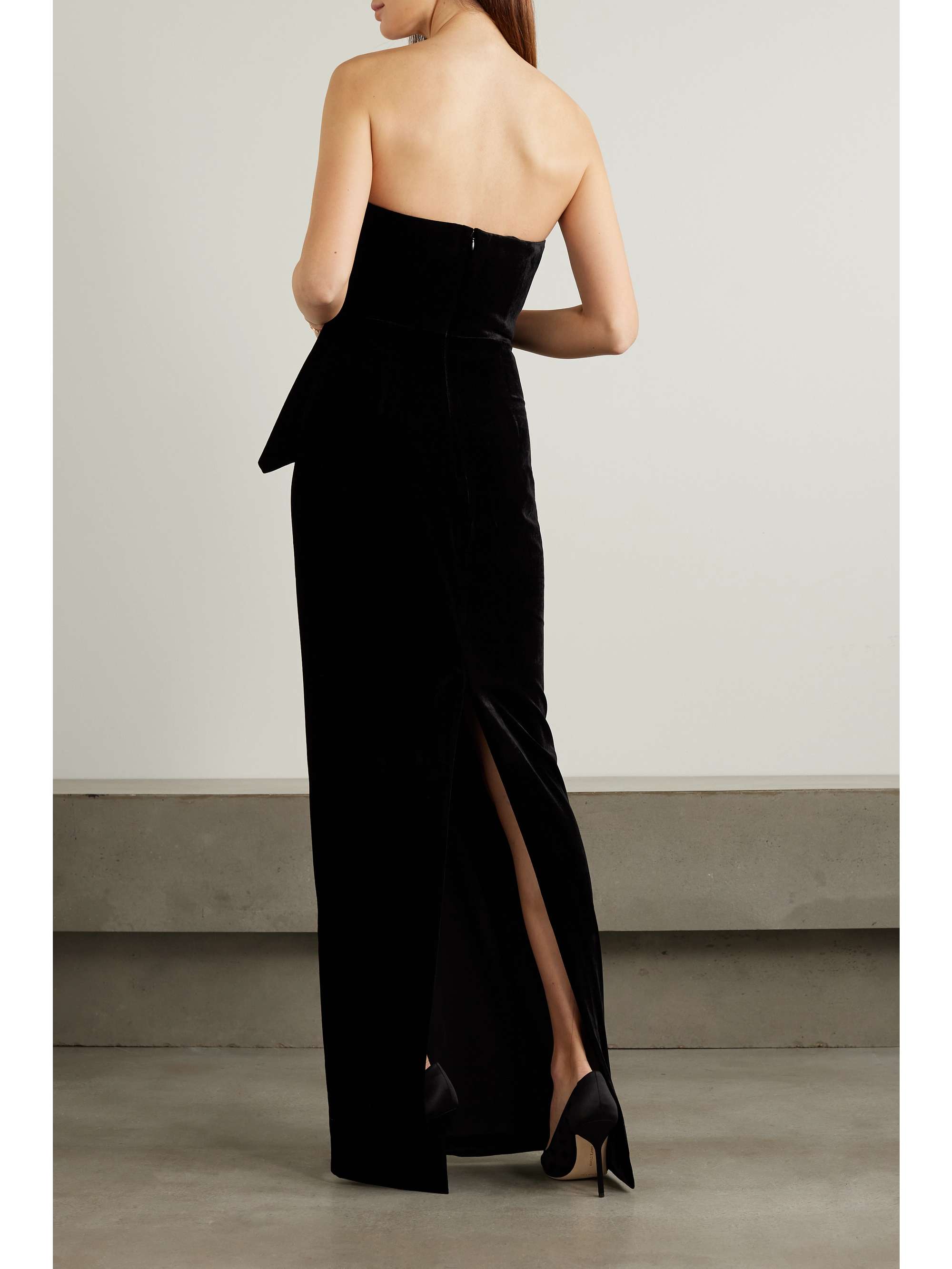 ROLAND MOURET Strapless velvet peplum gown | NET-A-PORTER