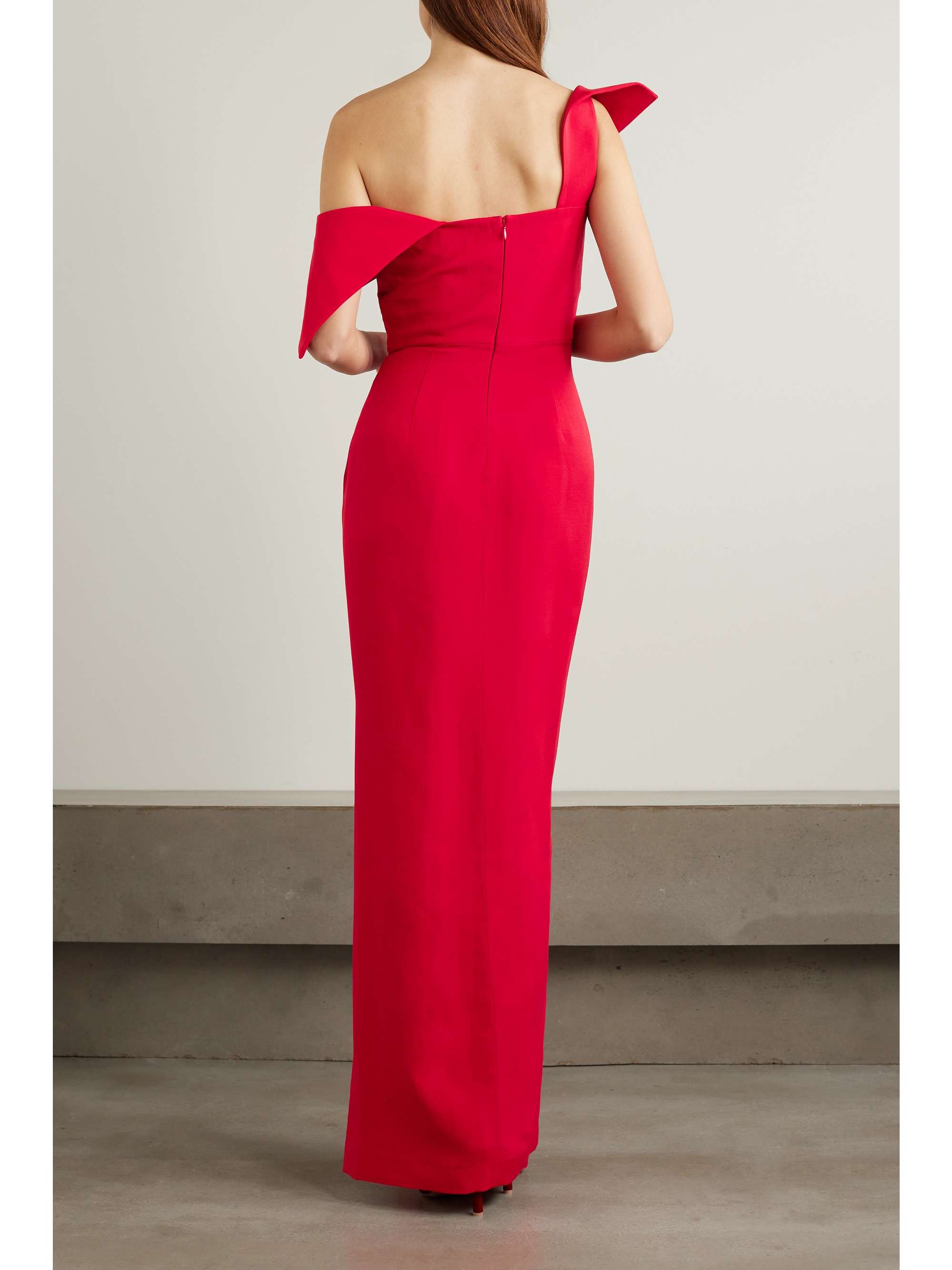 ROLAND MOURET One-shoulder wool and silk-blend crepe gown | NET-A-PORTER