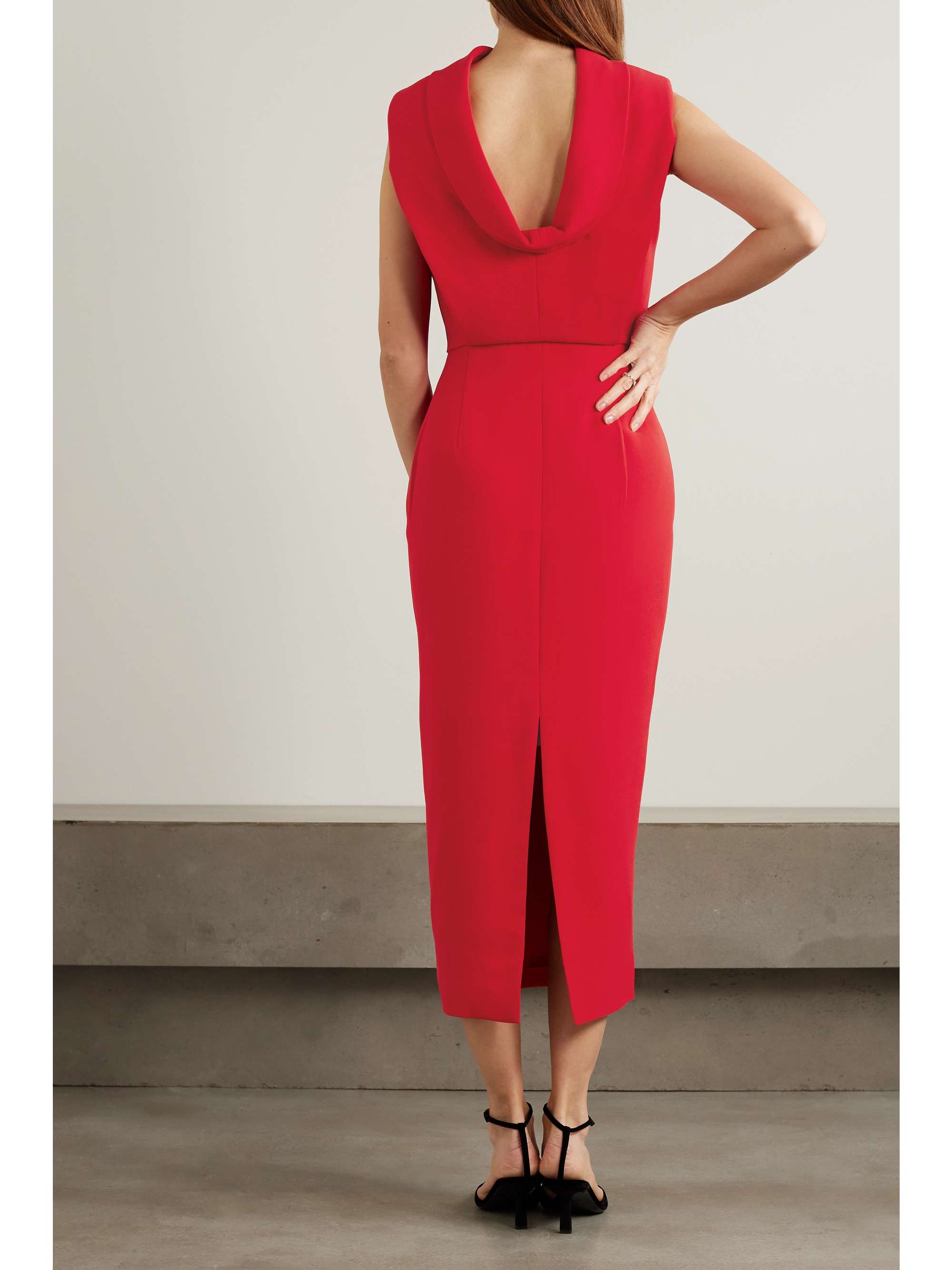 ROLAND MOURET Draped cady midi dress | NET-A-PORTER