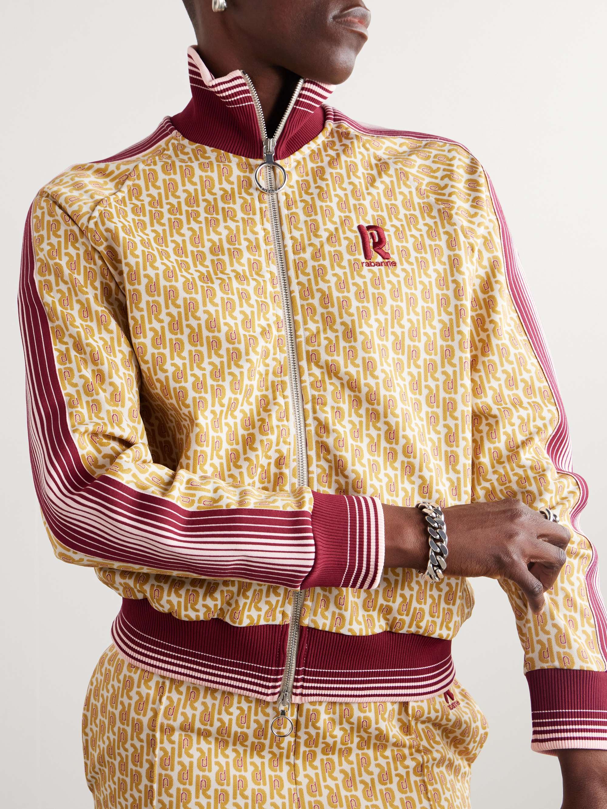 RABANNE Striped embroidered stretch jacquard-knit track jacket | NET-A ...