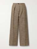 ACNE STUDIOS Pleated checked linen-blend wide-leg pants | NET-A-PORTER