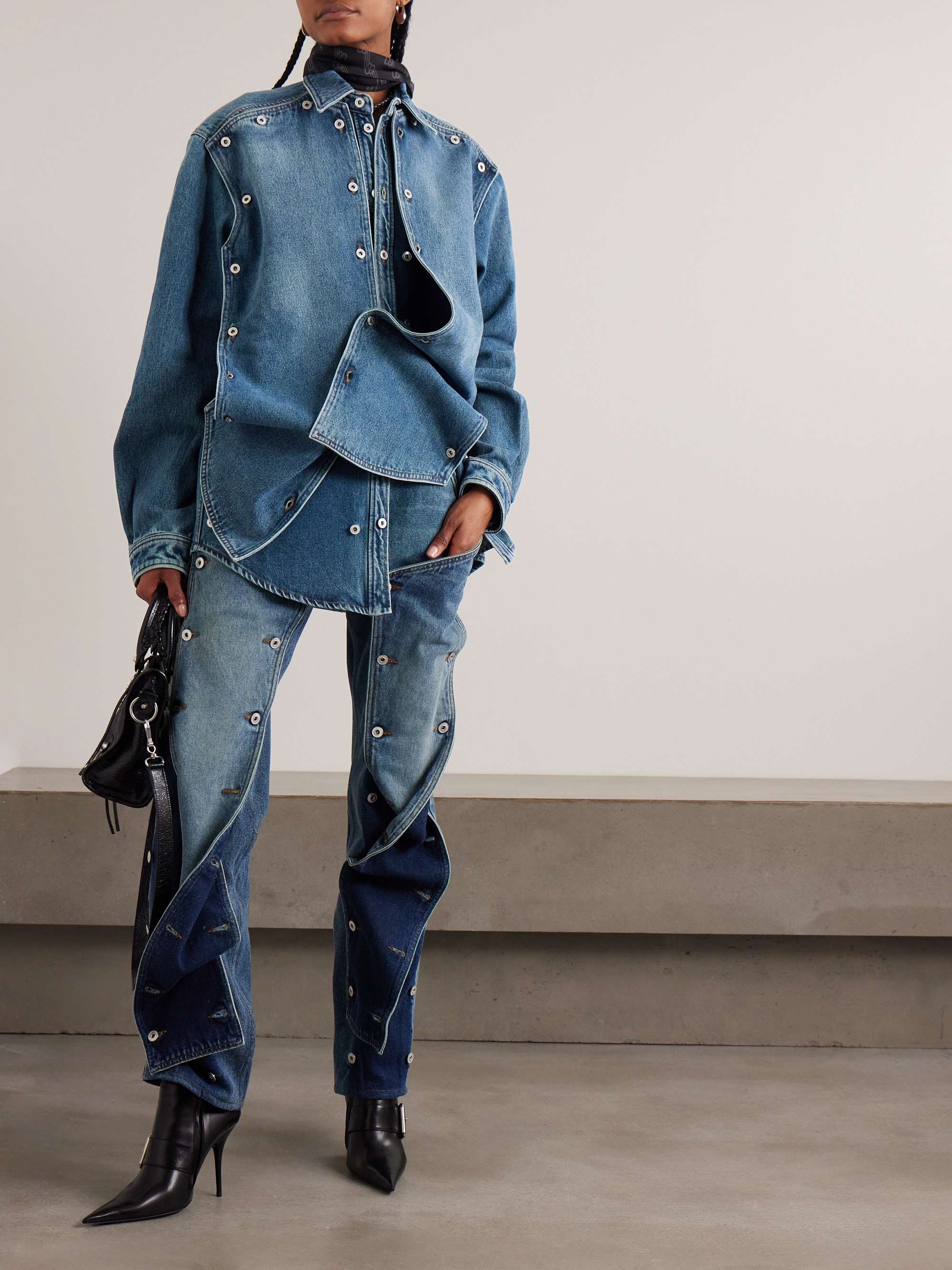 Y/PROJECT Evergreen convertible organic denim shirt | NET-A-PORTER