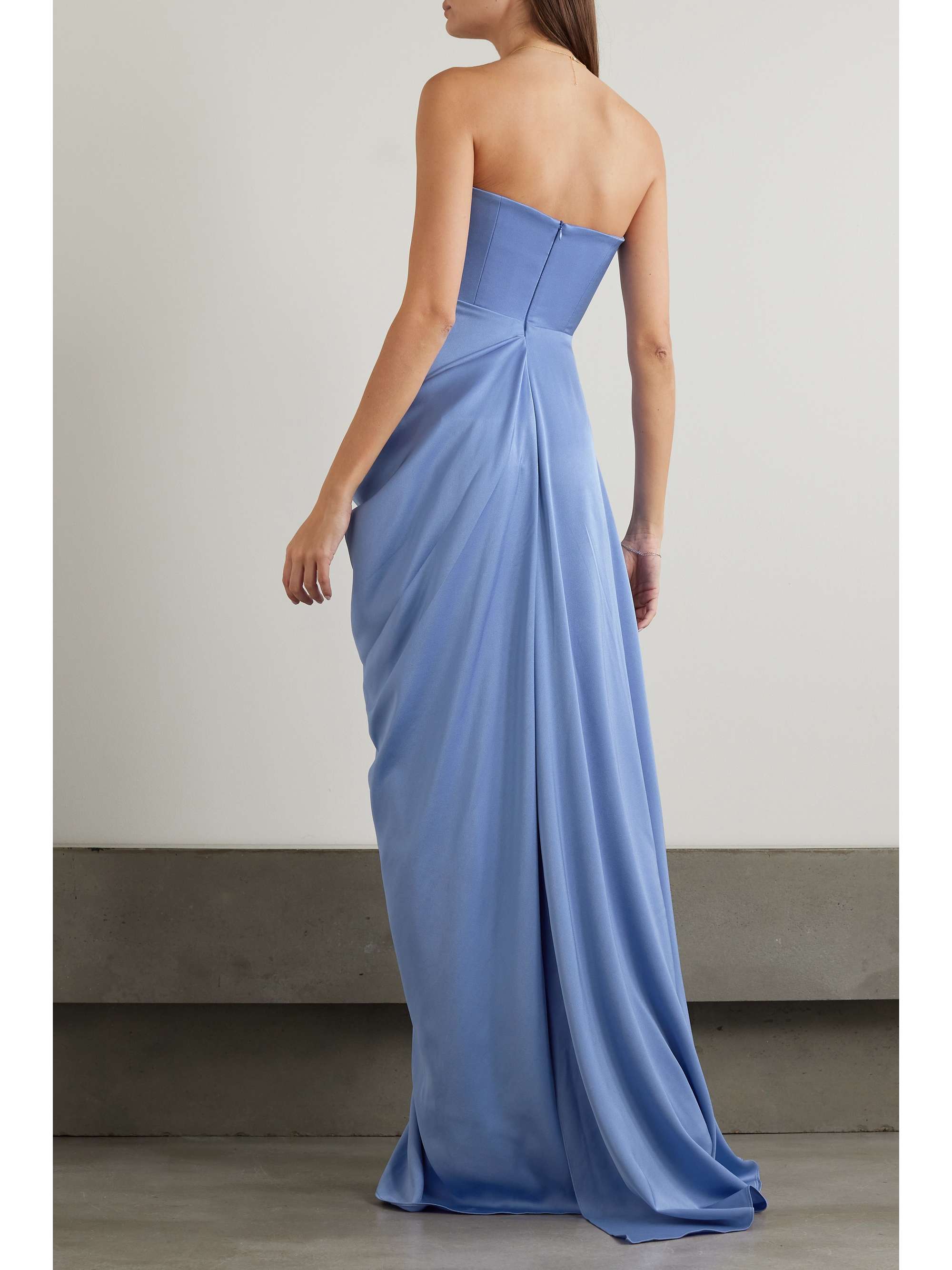 ALEX PERRY Strapless draped satin-crepe gown | NET-A-PORTER