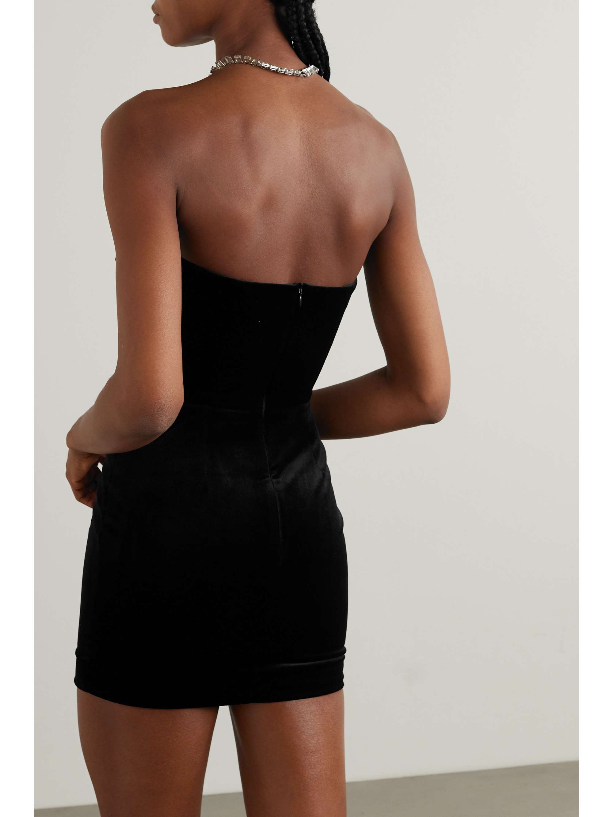 ALEX PERRY Strapless stretch-velvet mini dress | NET-A-PORTER