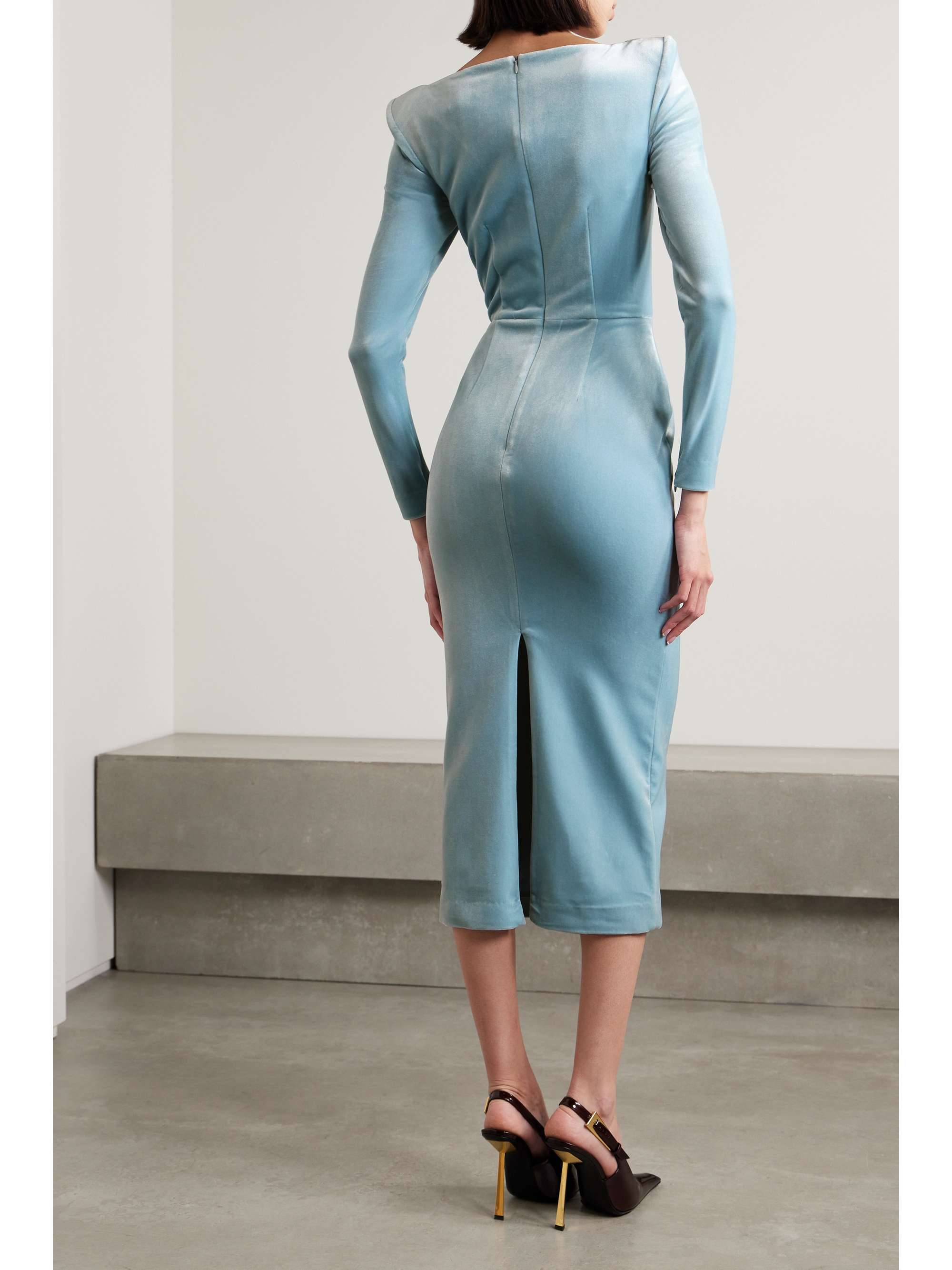 ALEX PERRY Draped velvet midi dress | NET-A-PORTER