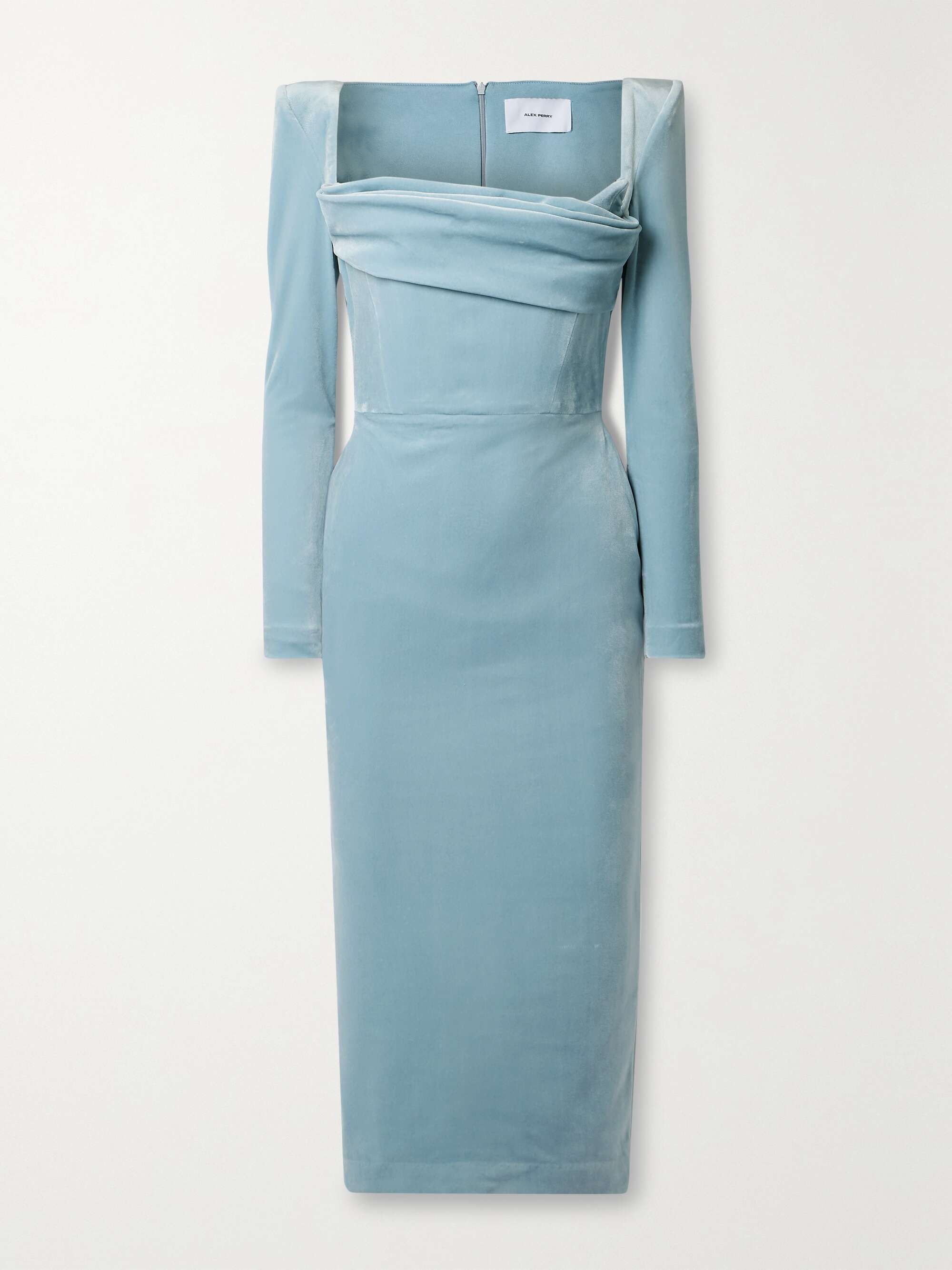 ALEX PERRY Draped velvet midi dress | NET-A-PORTER