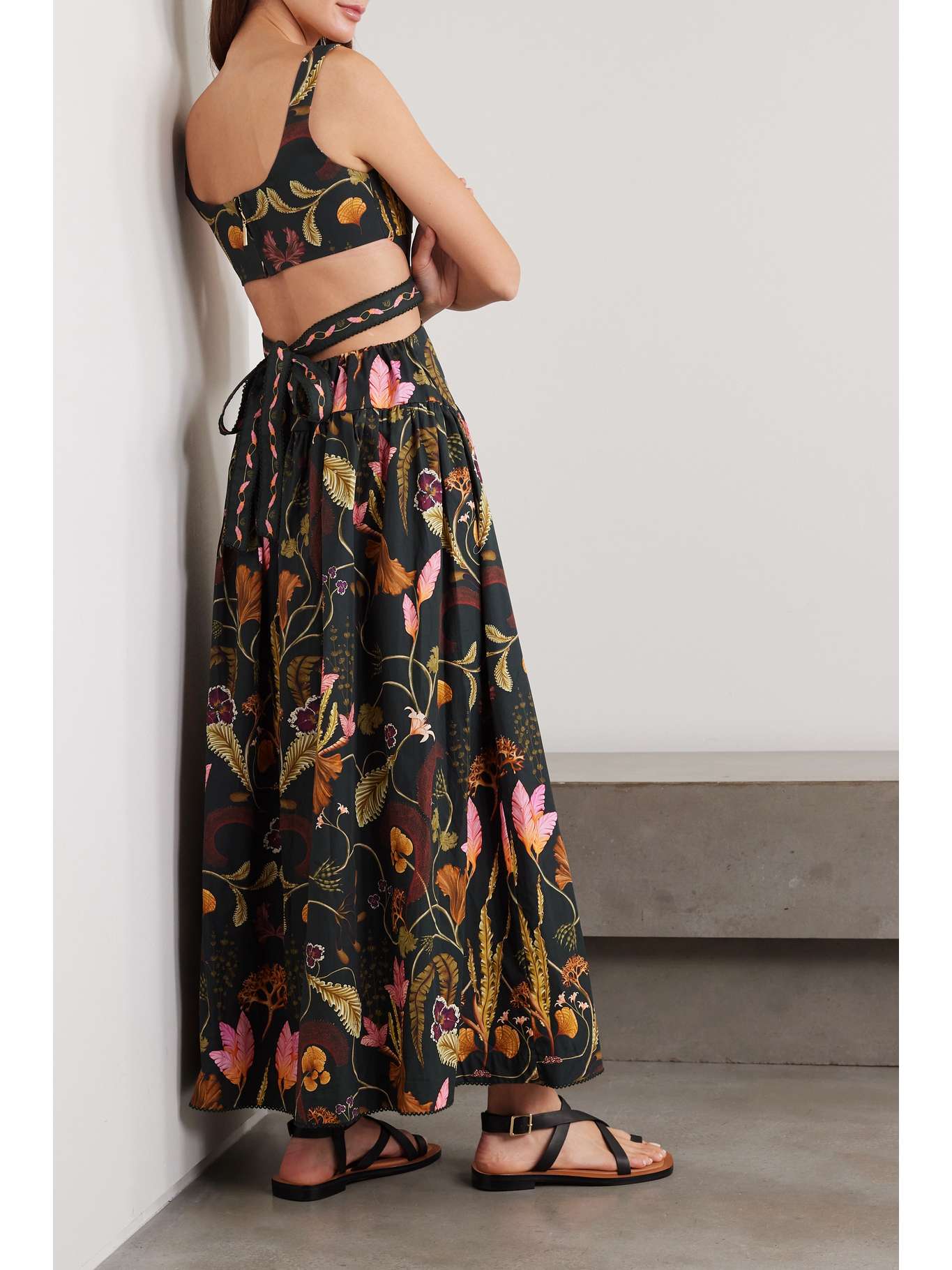 AGUA BY AGUA BENDITA + NET SUSTAIN Totumo cut-out gathered printed ...