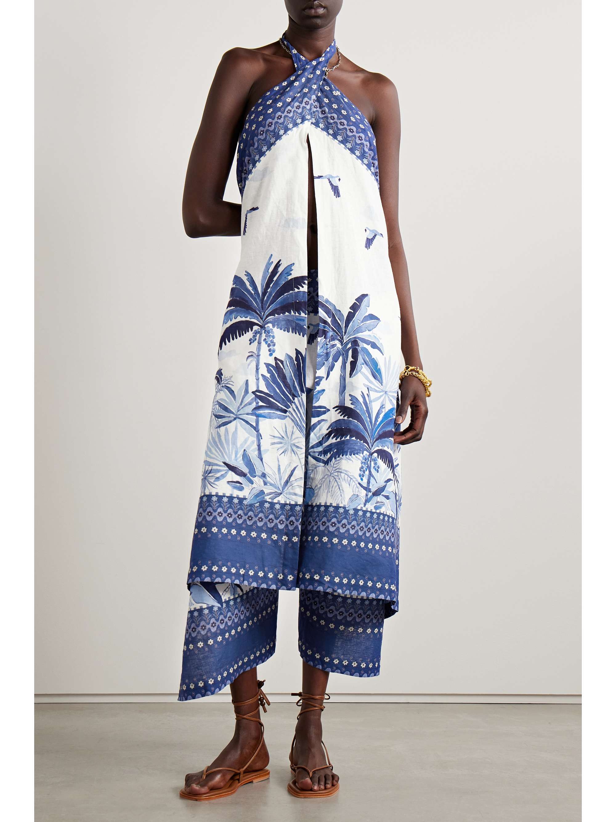 FARM RIO Convertible cropped printed linen-blend wide-leg pants | NET-A ...