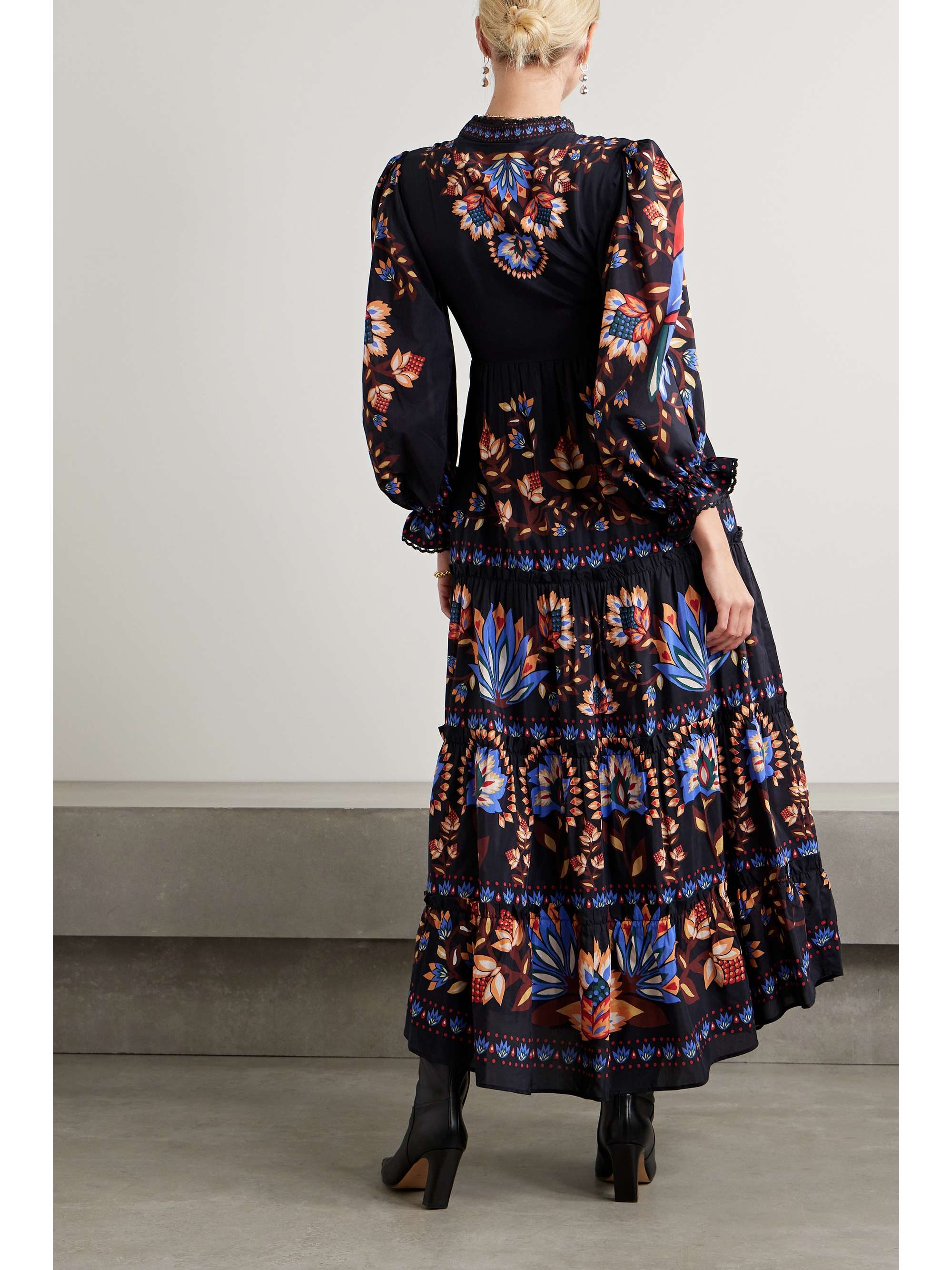 FARM RIO Tiered floral-print cotton-blend maxi dress | NET-A-PORTER