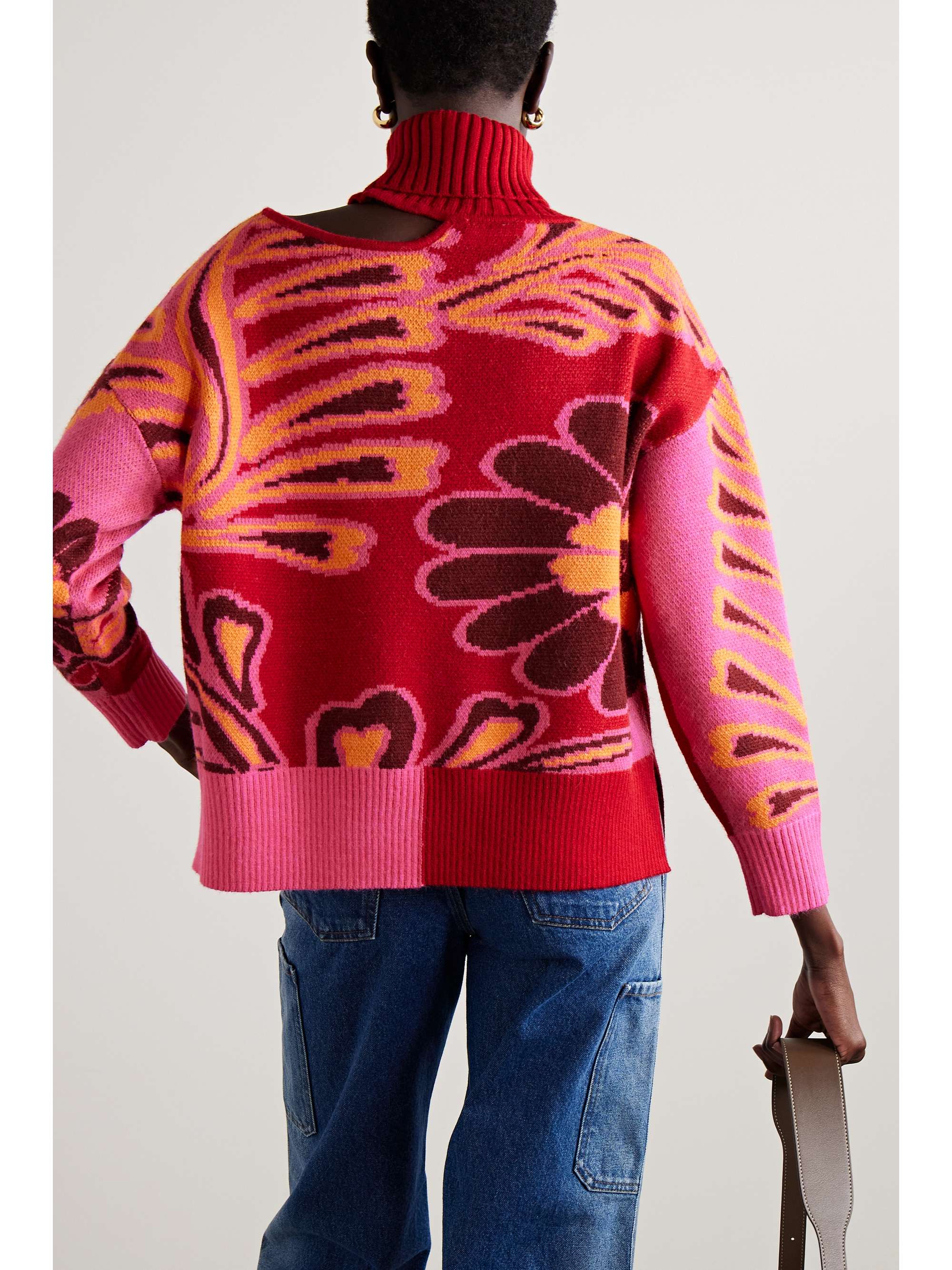 FARM RIO Cutout intarsia-knit turtleneck sweater | NET-A-PORTER