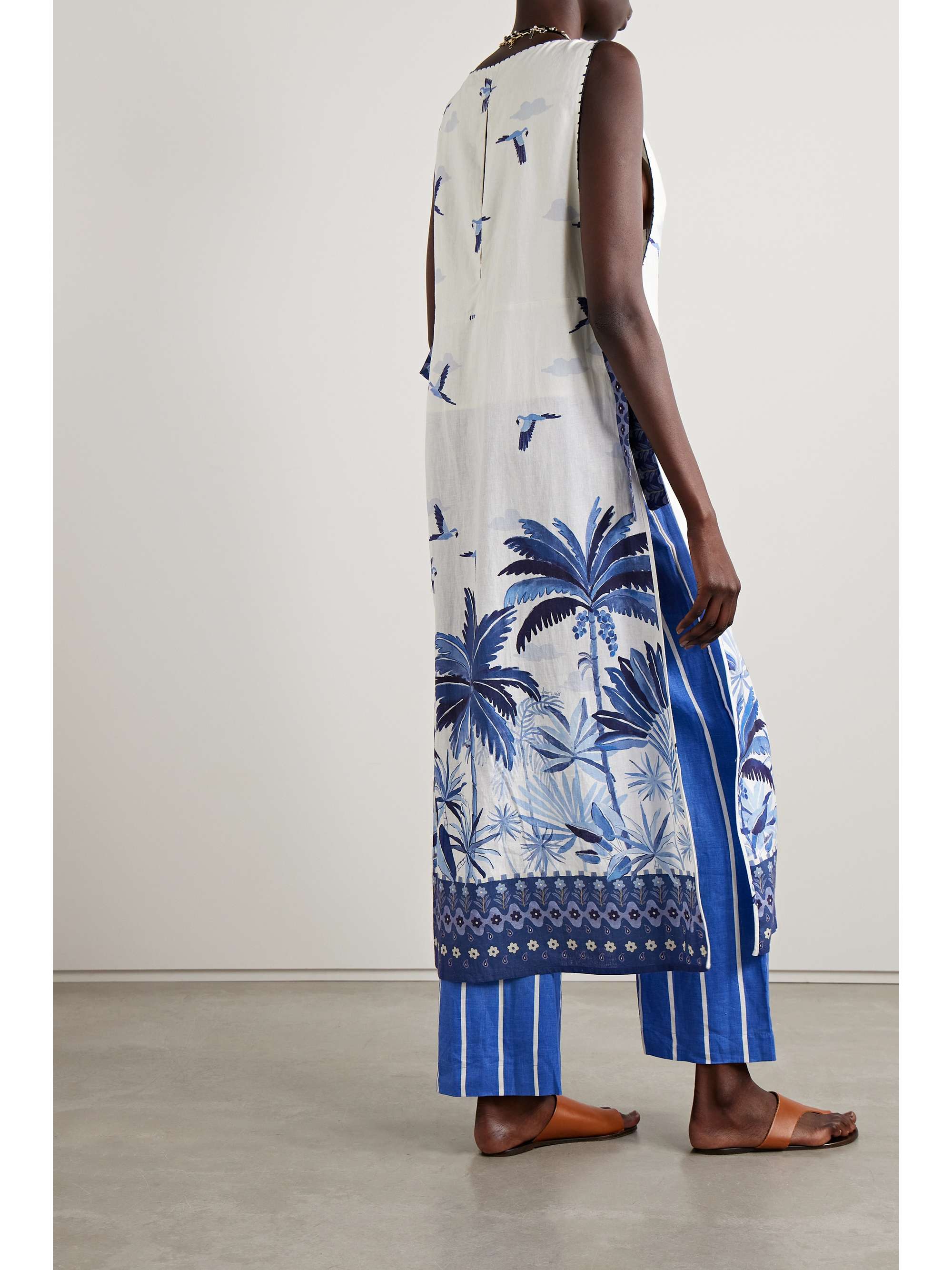 FARM RIO Cutout printed linen-blend maxi dress | NET-A-PORTER