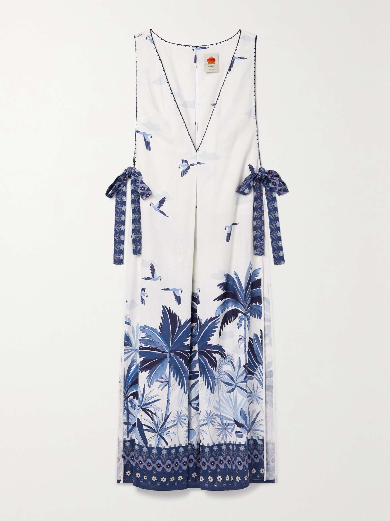 FARM RIO Cutout printed linen-blend maxi dress | NET-A-PORTER