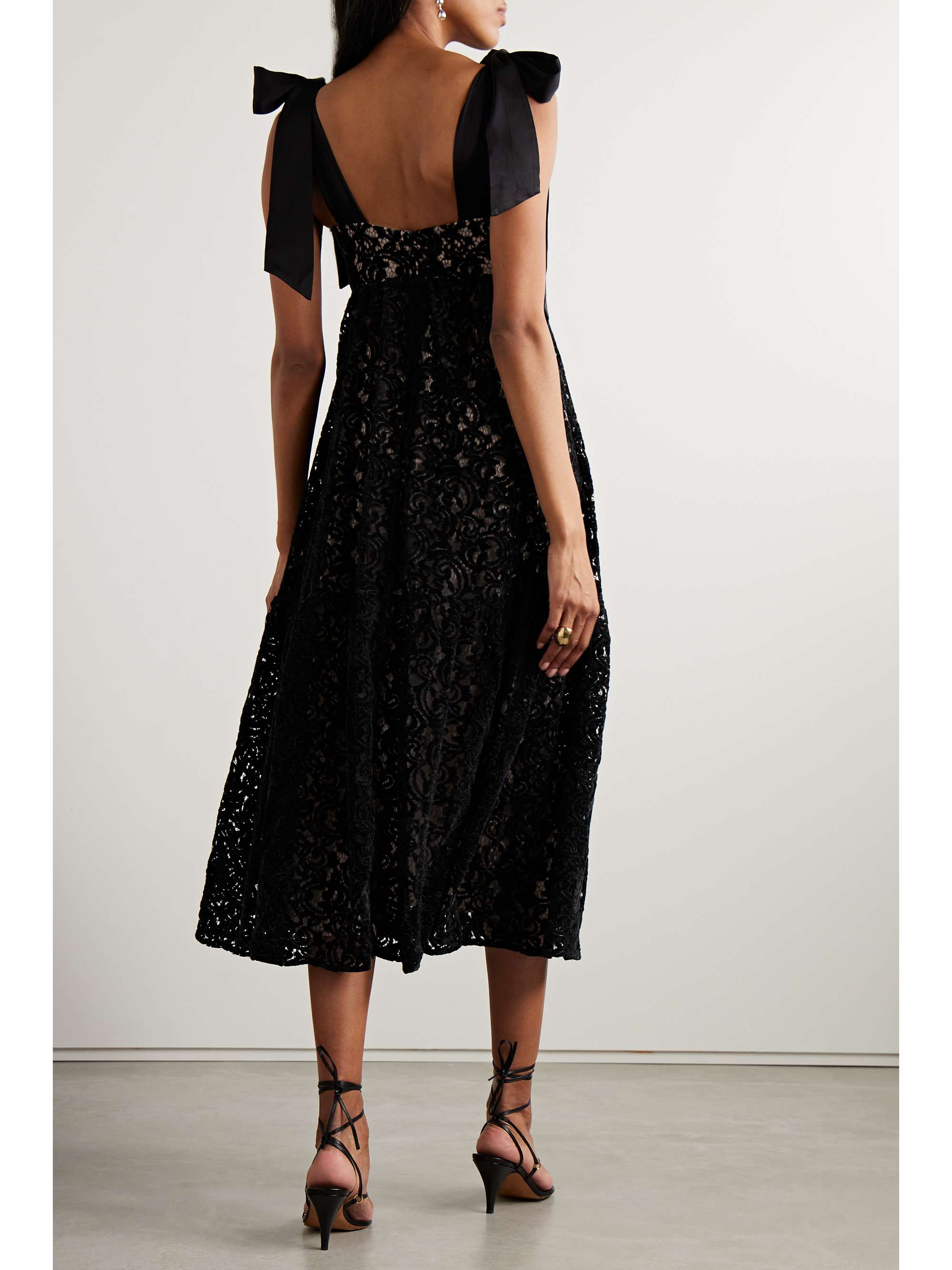 FARM RIO Satin-trimmed velvet guipure lace maxi dress | NET-A-PORTER