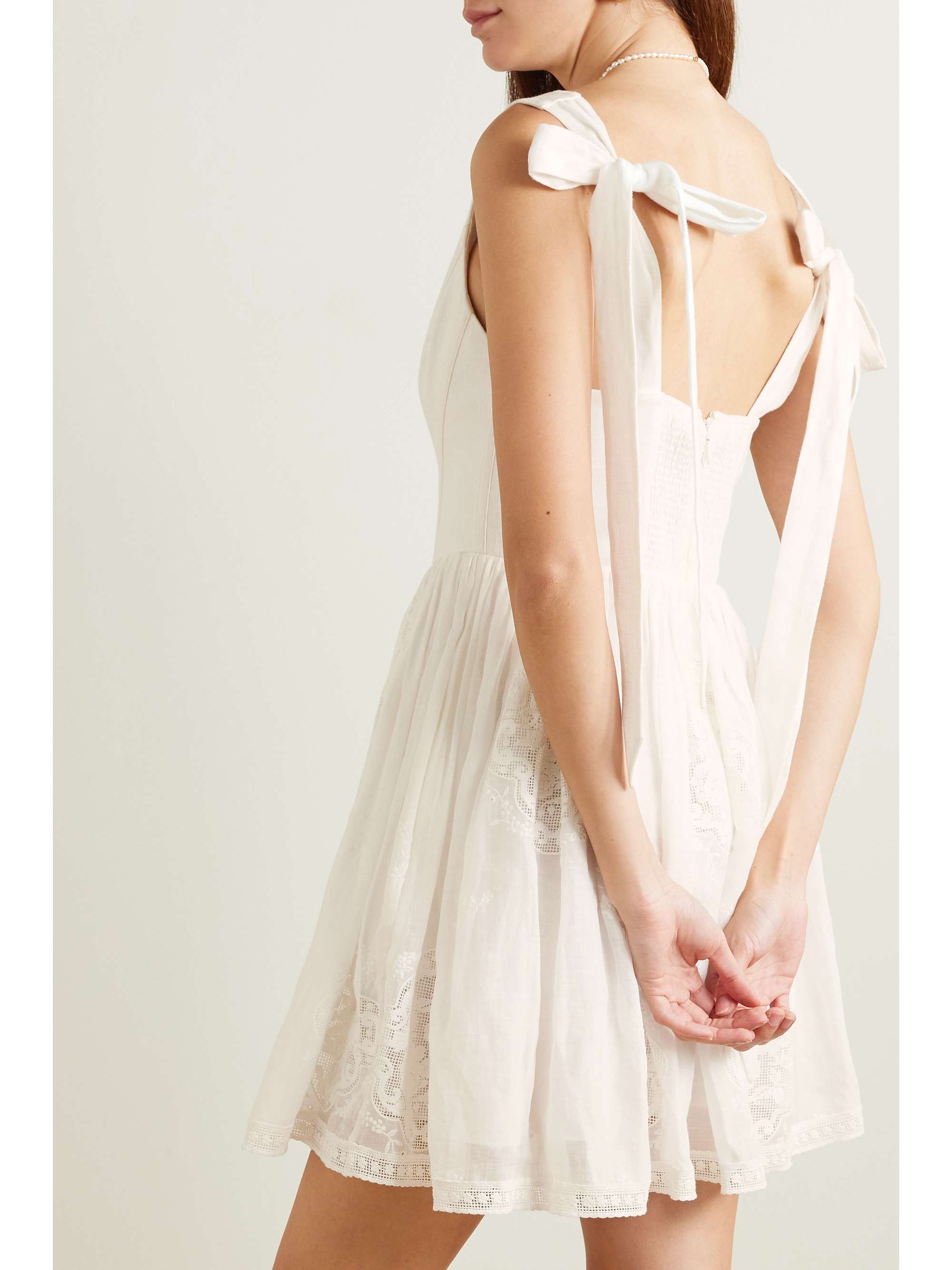 ZIMMERMANN Alight lace-trimmed ramie bustier mini dress | NET-A-PORTER