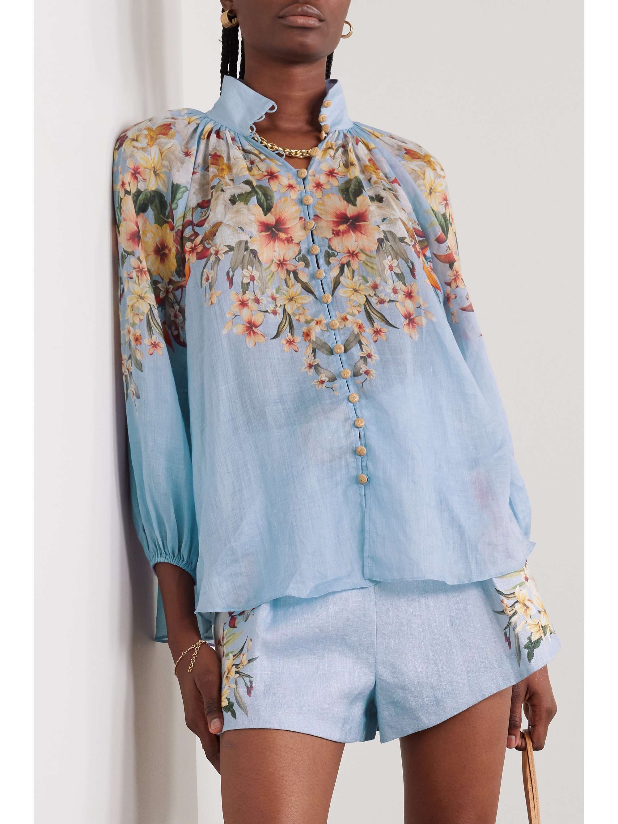 ZIMMERMANN Lexi printed linen blouse | NET-A-PORTER