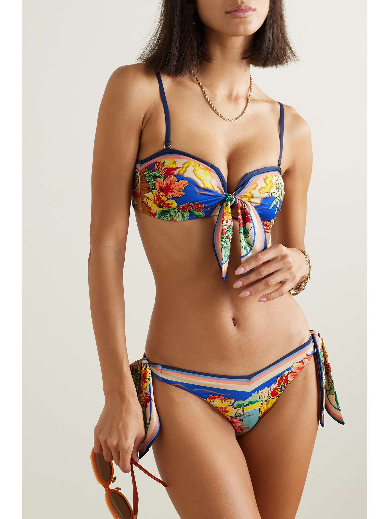 Zimmermann Alight Tie Detailed Printed Bikini Net A Porter