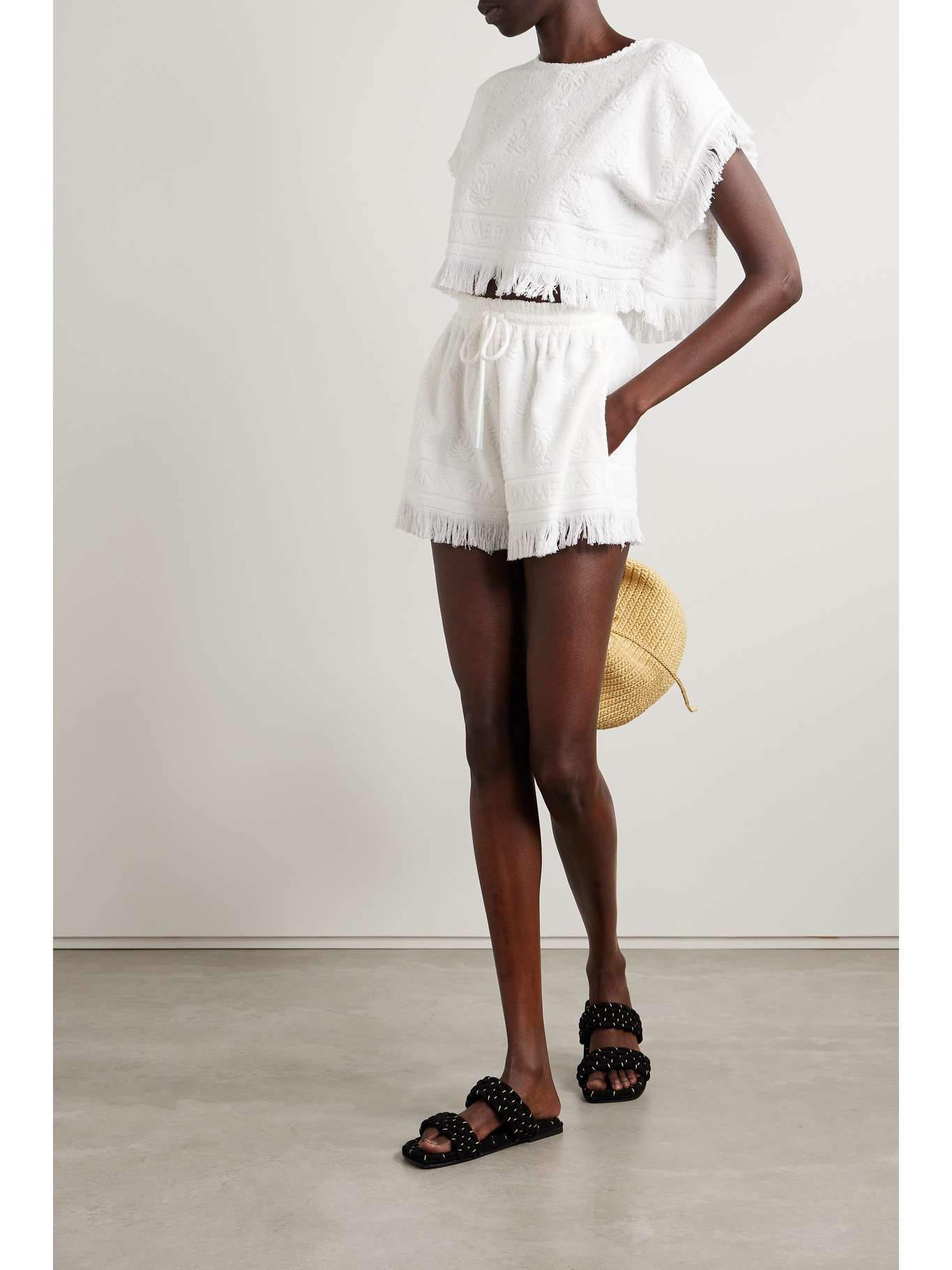 ZIMMERMANN Alight cropped fringed cotton-terry jacquard top | NET-A-PORTER