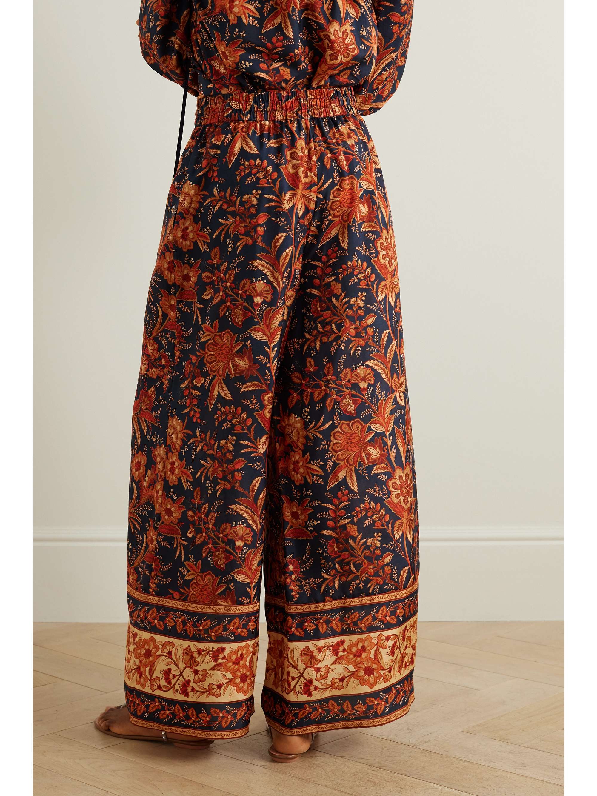 ZIMMERMANN + NET SUSTAIN Junie printed organic silk wide-leg pants ...