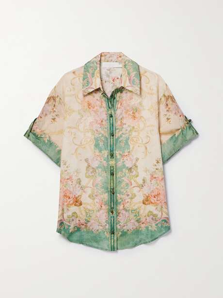 ZIMMERMANN + NET SUSTAIN August floral-print organic silk blouse | NET ... ZIMMERMANN + NET SUSTAIN August floral-print organic silk blouse | NET ...