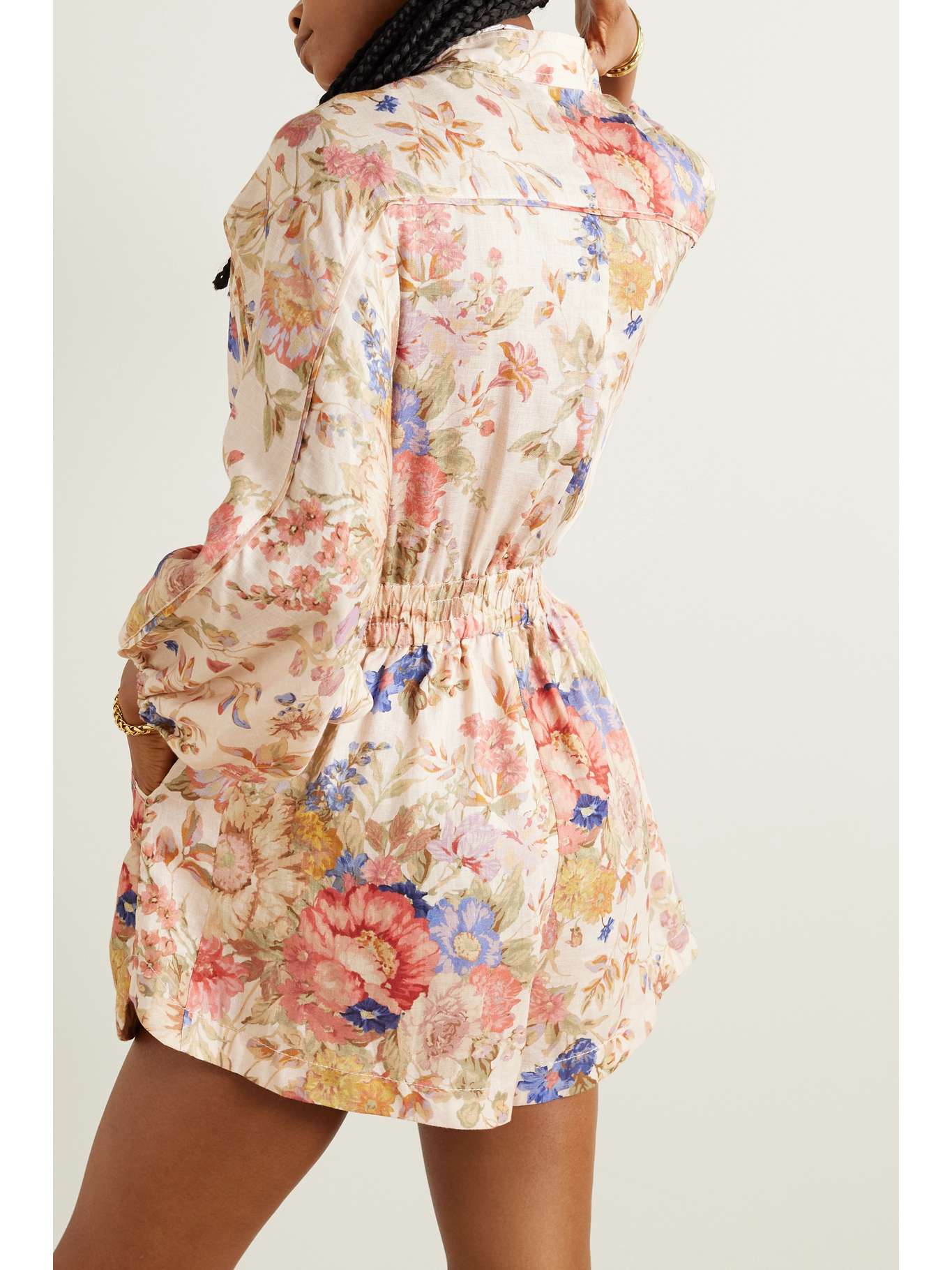 ZIMMERMANN + NET SUSTAIN August belted floral-print linen playsuit ... ZIMMERMANN + NET SUSTAIN August belted floral-print linen playsuit ...