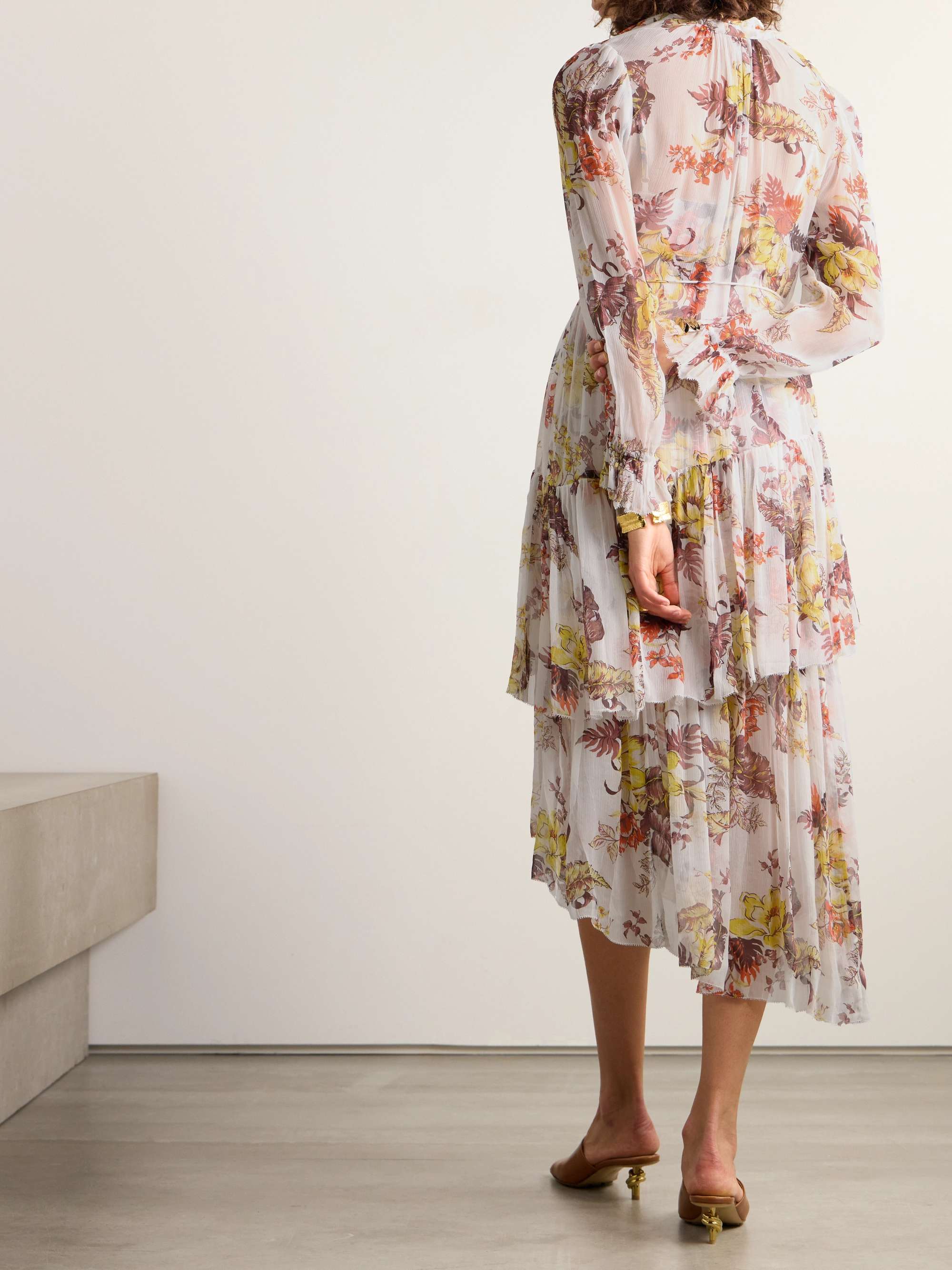ZIMMERMANN + NET SUSTAIN Matchmaker asymmetric floral-print chiffon ...