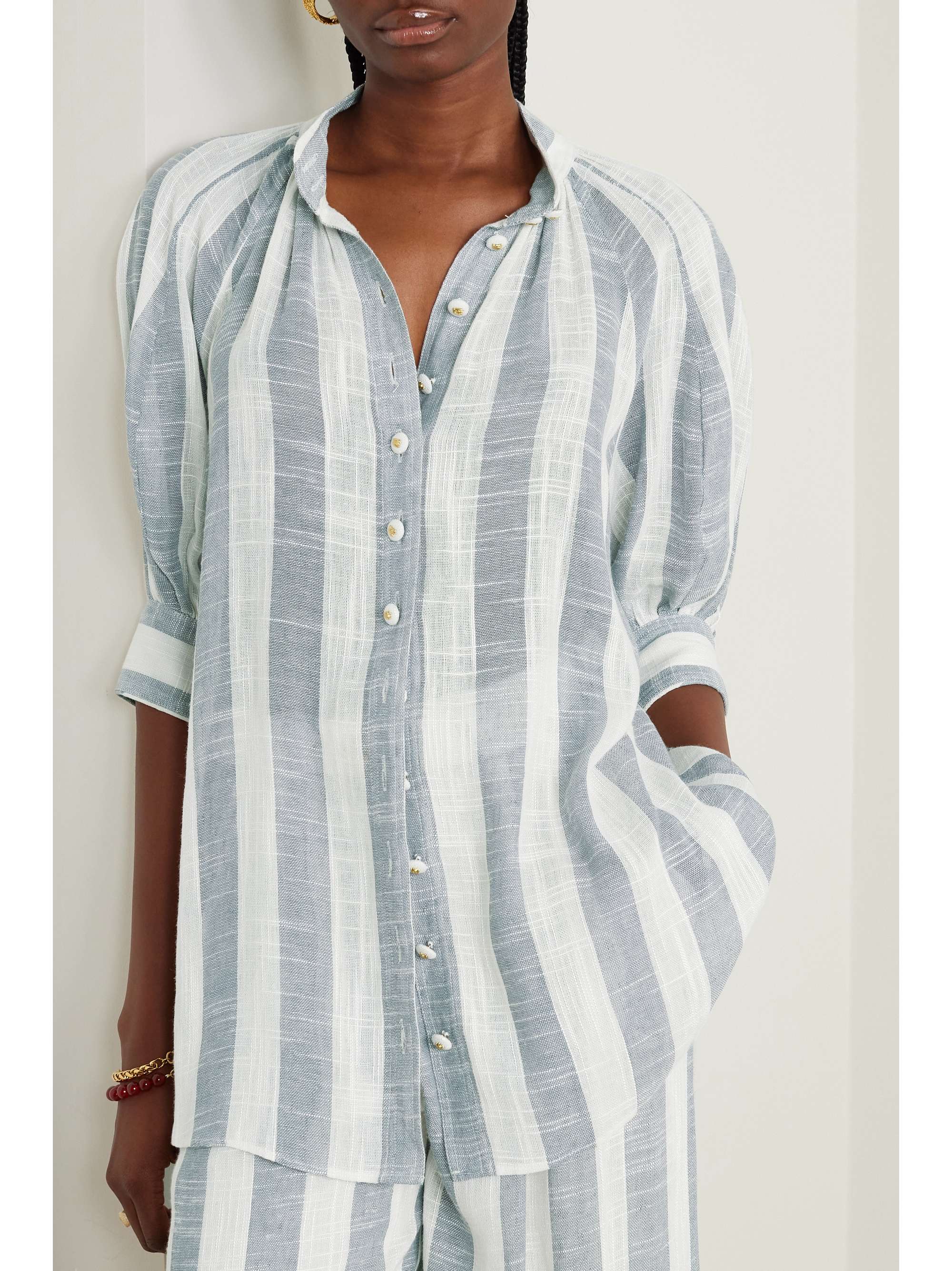 ZIMMERMANN Swing tie-detailed striped gauze blouse | NET-A-PORTER