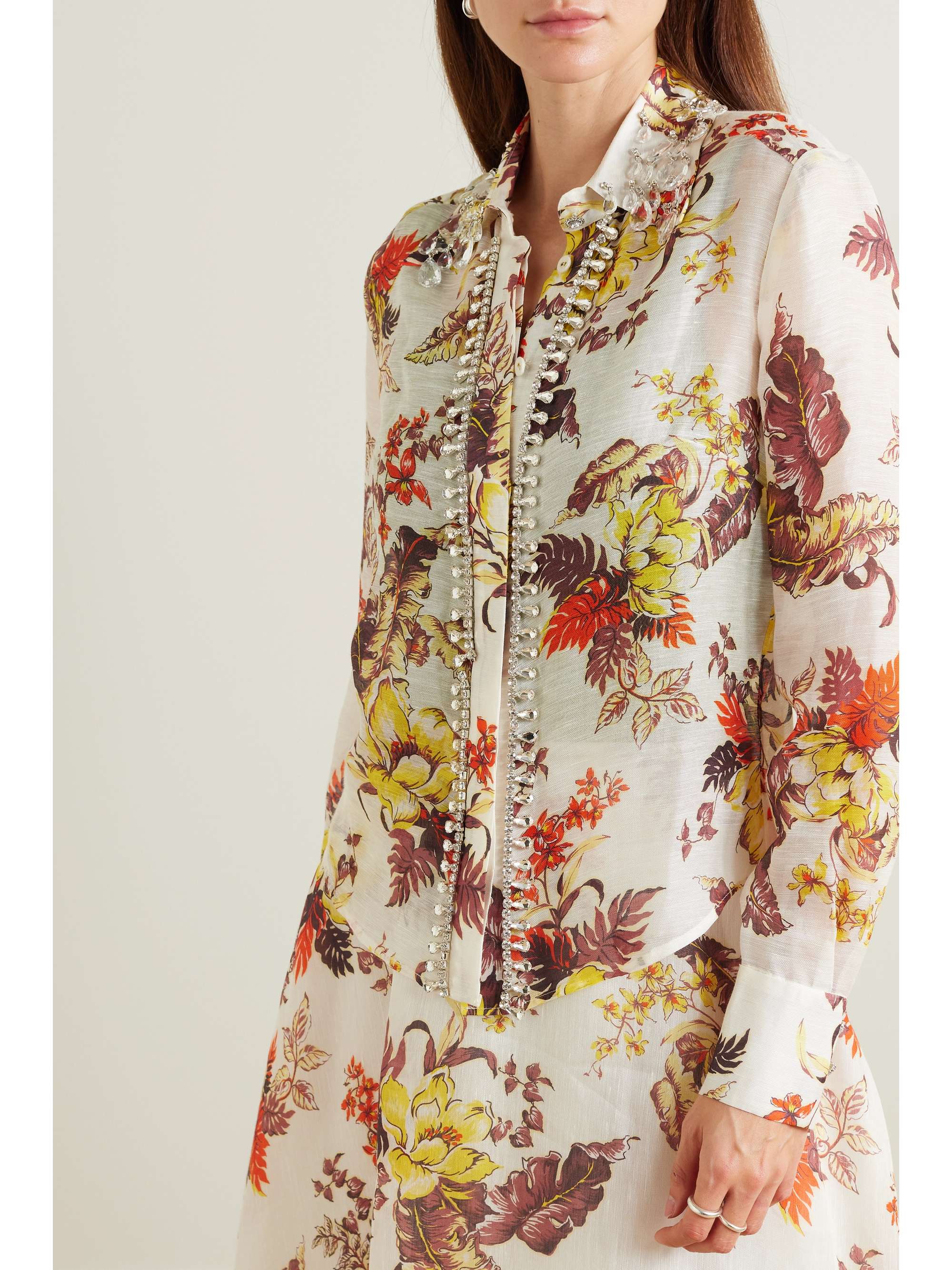 ZIMMERMANN Matchmaker crystal-embellished floral-print linen and silk ...