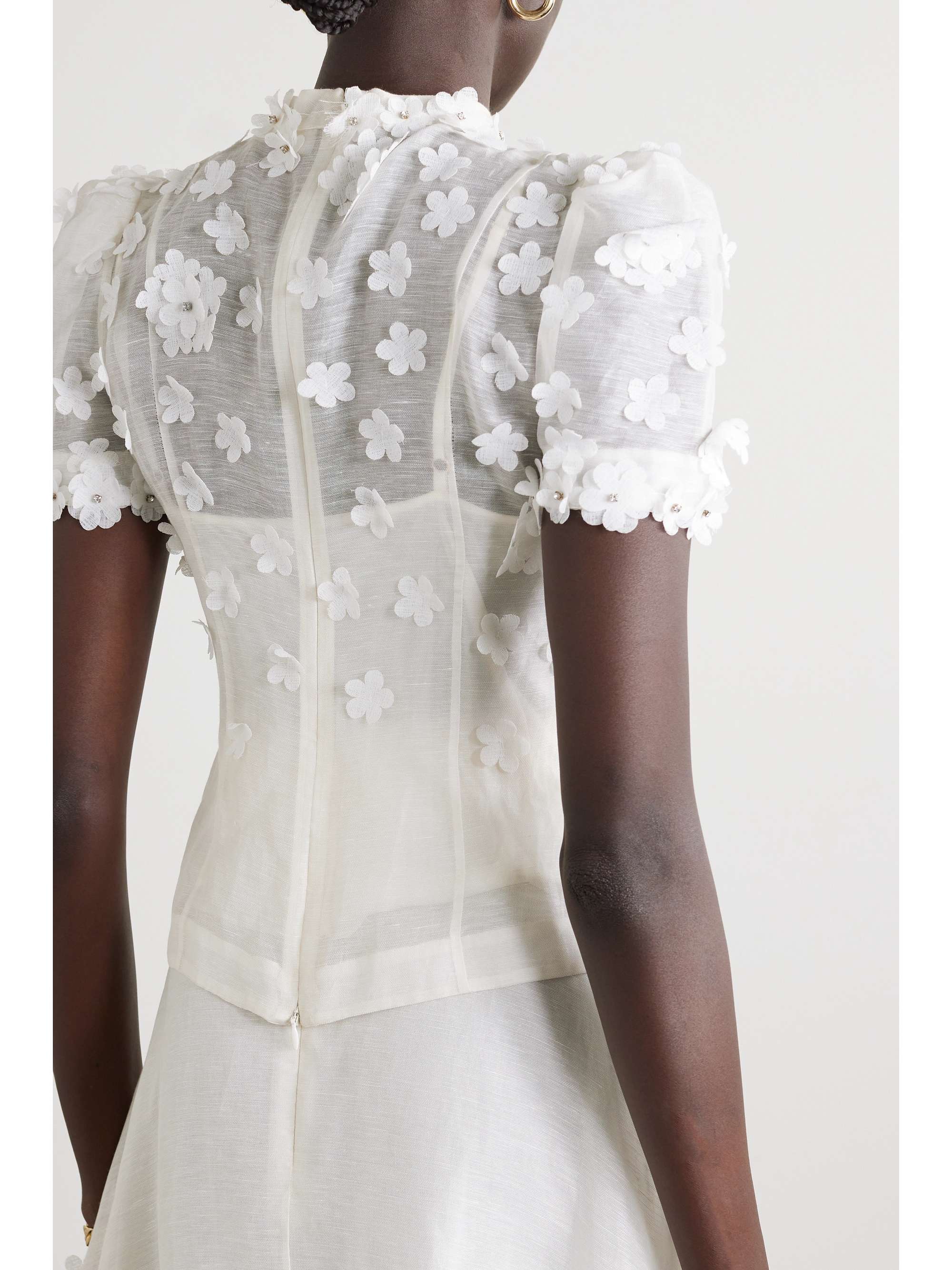 ZIMMERMANN Matchmaker crystal-embellished appliquéd linen and silk ...