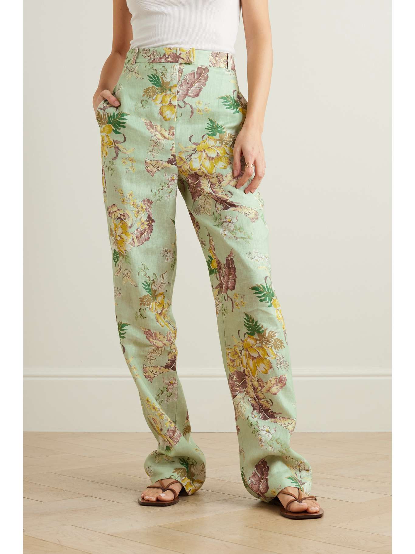 ZIMMERMANN Matchmaker floral-print linen straight-leg pants | NET-A-PORTER