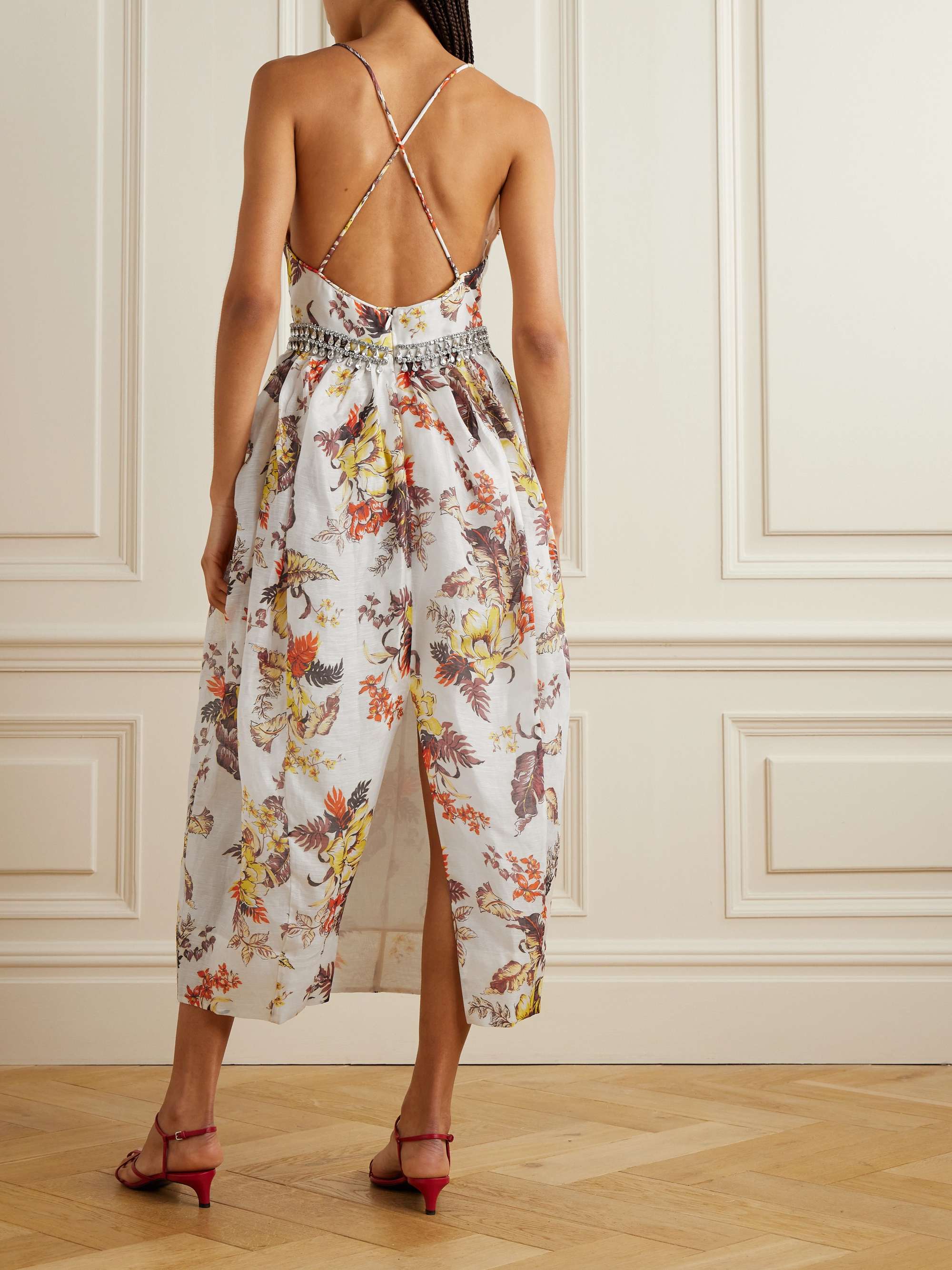 ZIMMERMANN Matchmaker embellished floral-print linen and silk-blend ...