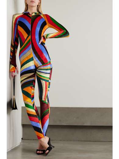 PUCCI Hooded printed velvet jumpsuit | NET-A-PORTER