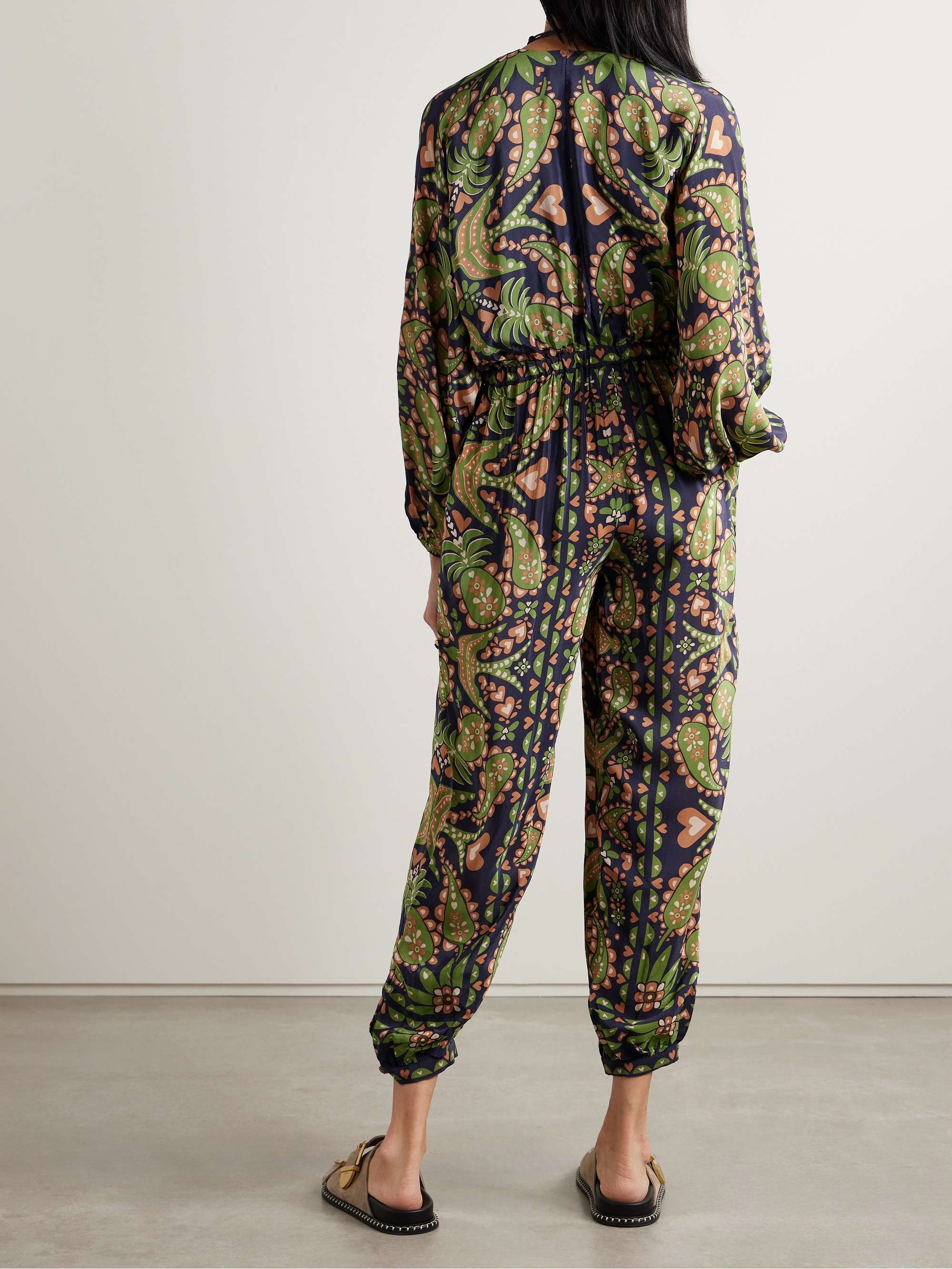 FARM RIO Martina tie-detailed printed duchesse-satin jumpsuit | NET-A ...