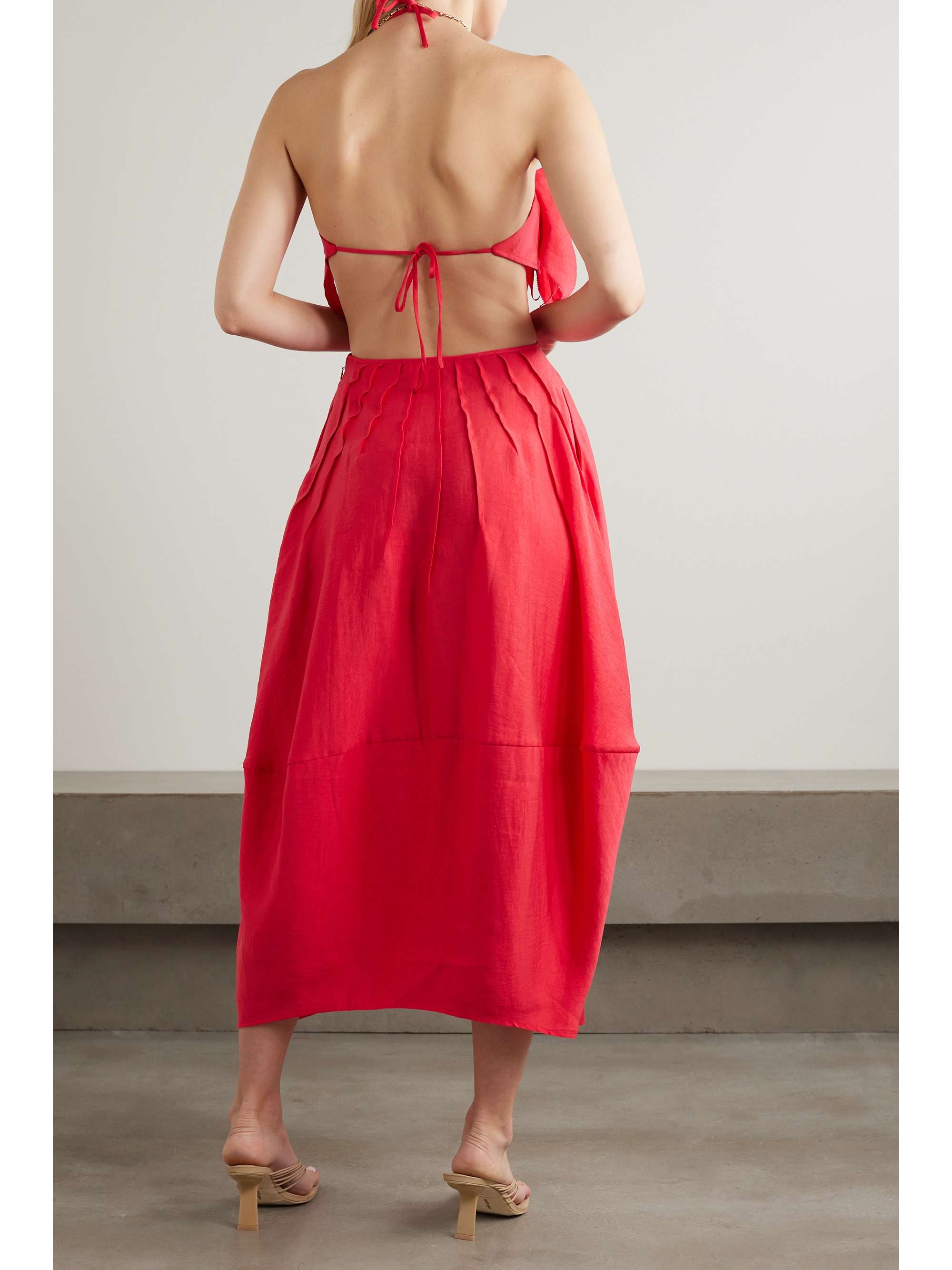 CULT GAIA Lue layered TENCEL Lyocell-blend halterneck midi dress | NET ...