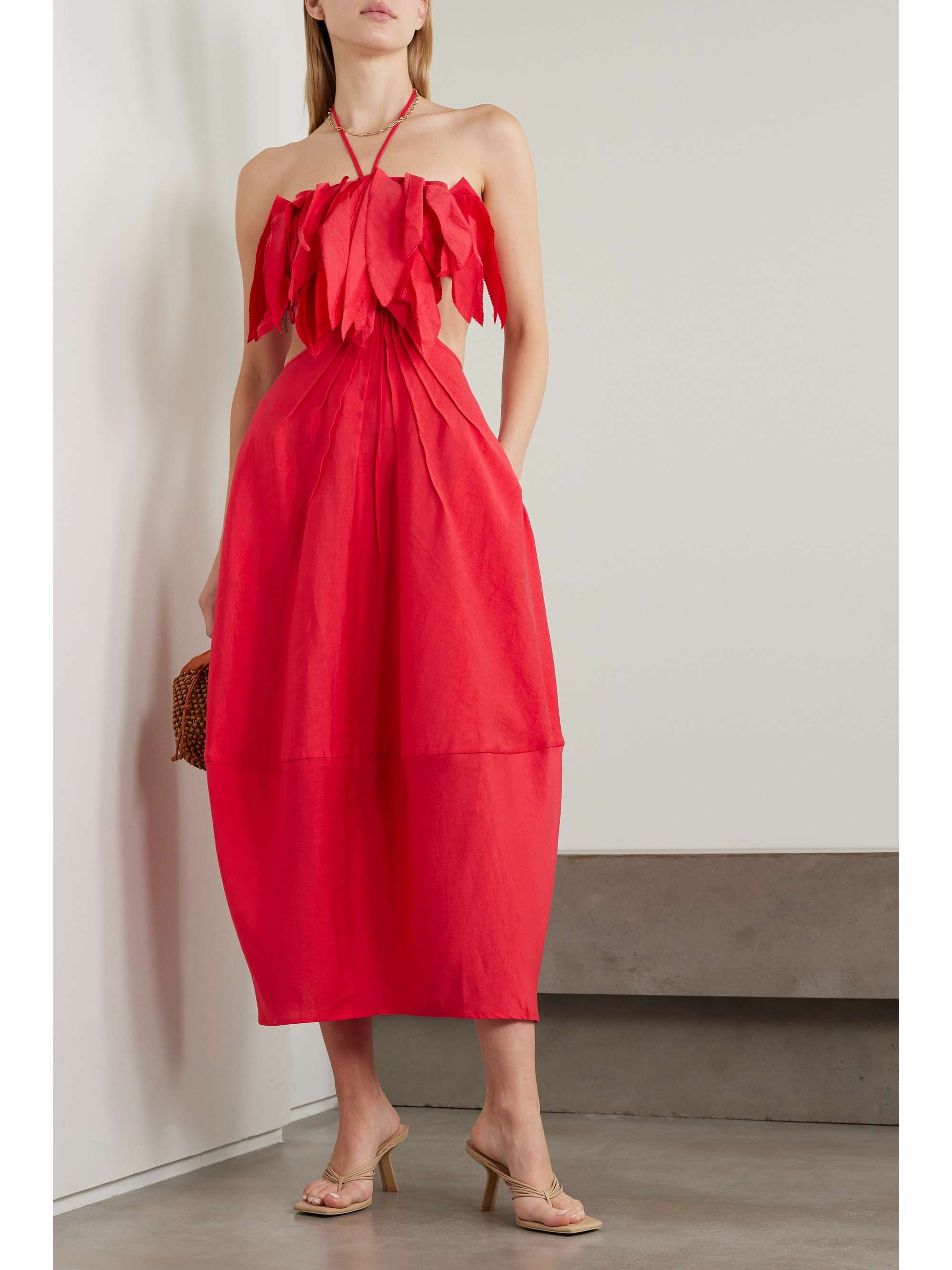 CULT GAIA Lue layered TENCEL Lyocell-blend halterneck midi dress | NET ...