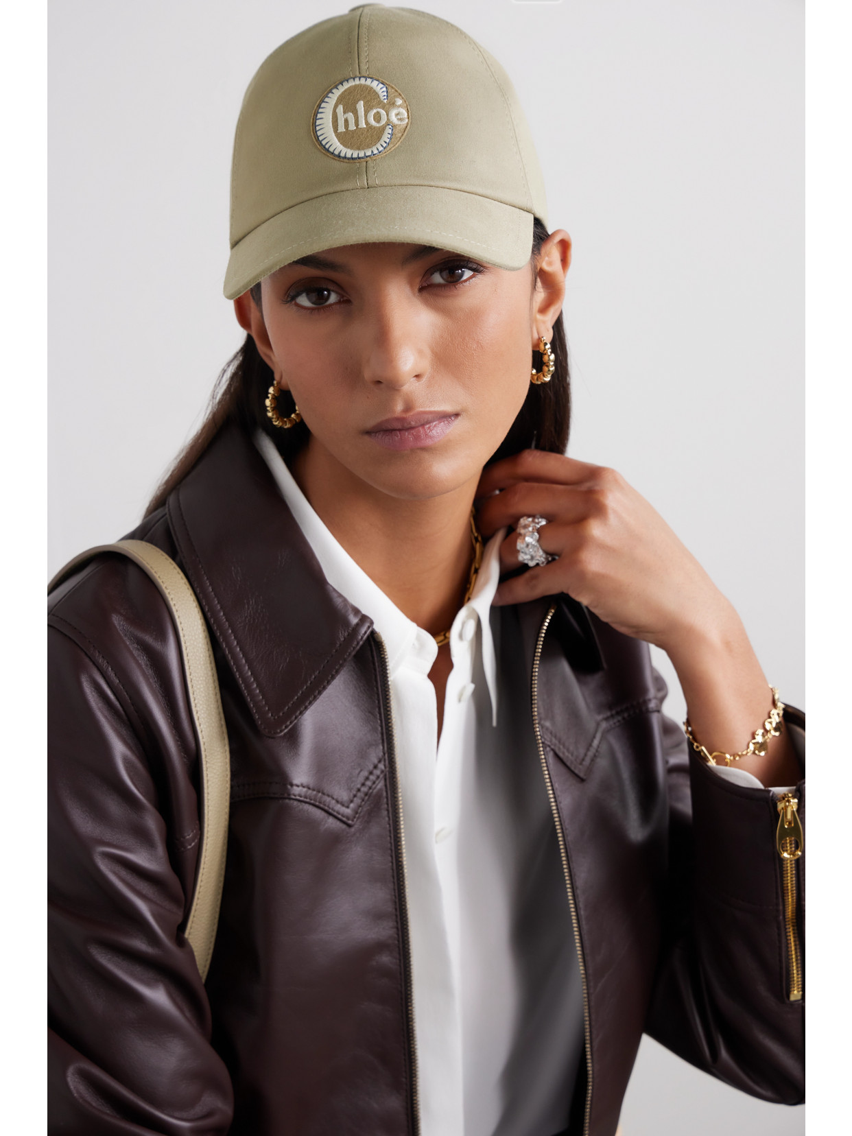 Chloé Swing Appliquéd Cotton-blend Canvas Baseball Cap In Green | ModeSens