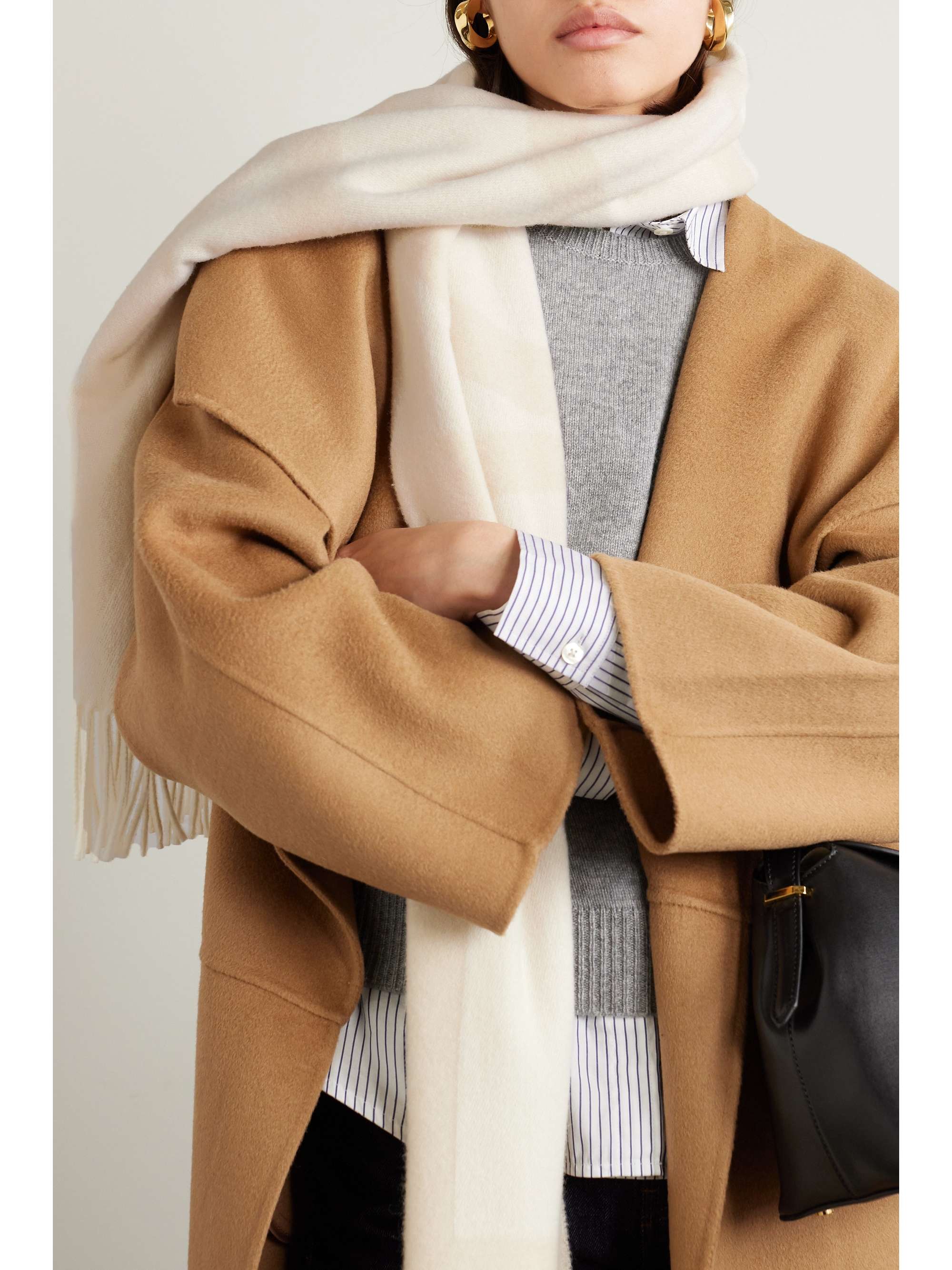 TOTEME Fringed wool-jacquard scarf | NET-A-PORTER