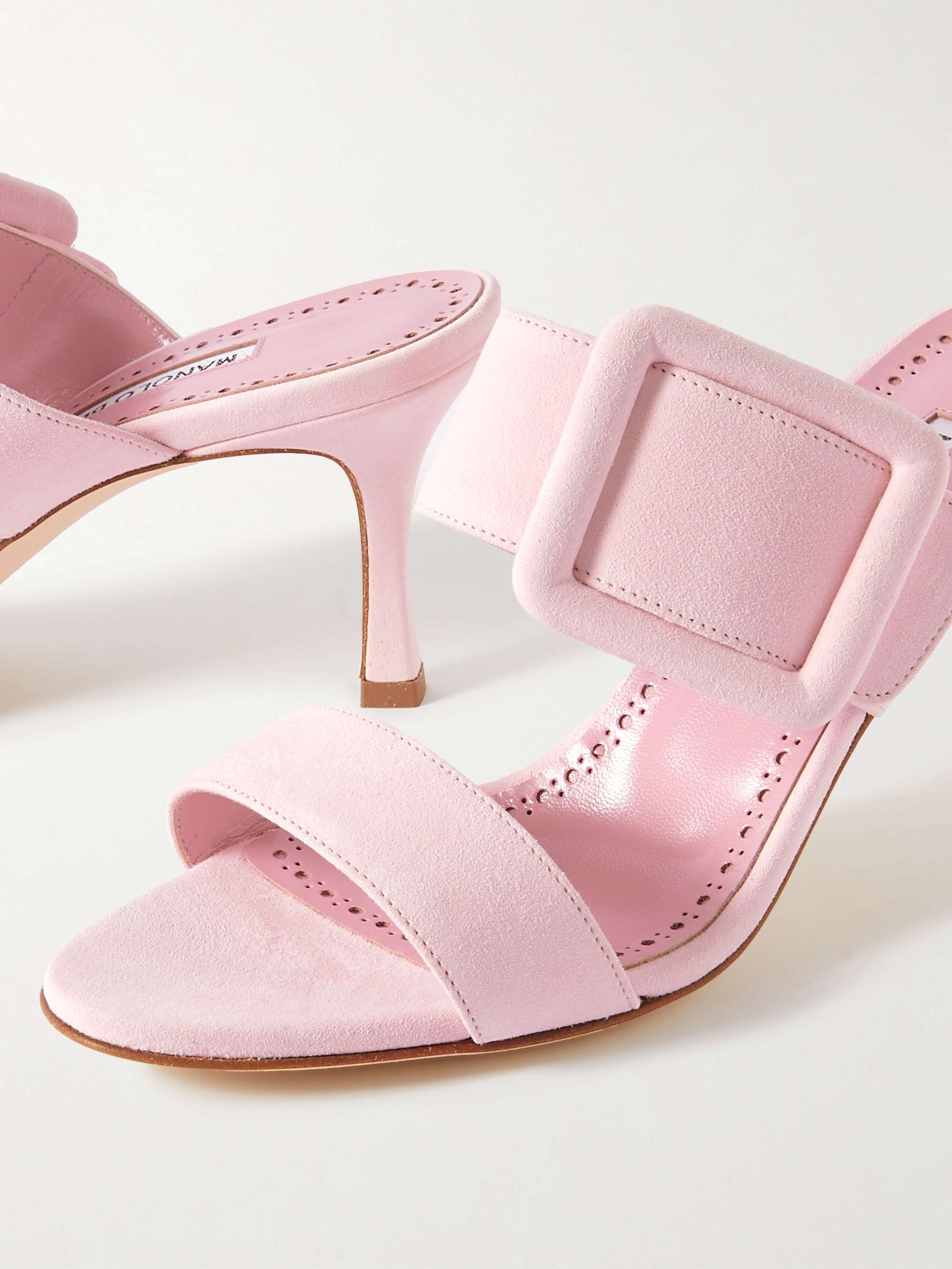 MANOLO BLAHNIK Gable 70 buckled suede mules | NET-A-PORTER