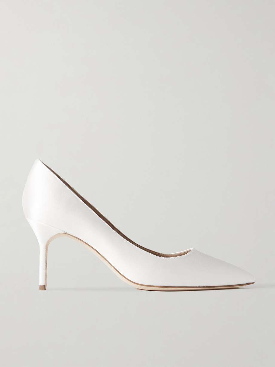 MANOLO BLAHNIK BB 70 satin pumps | NET-A-PORTER