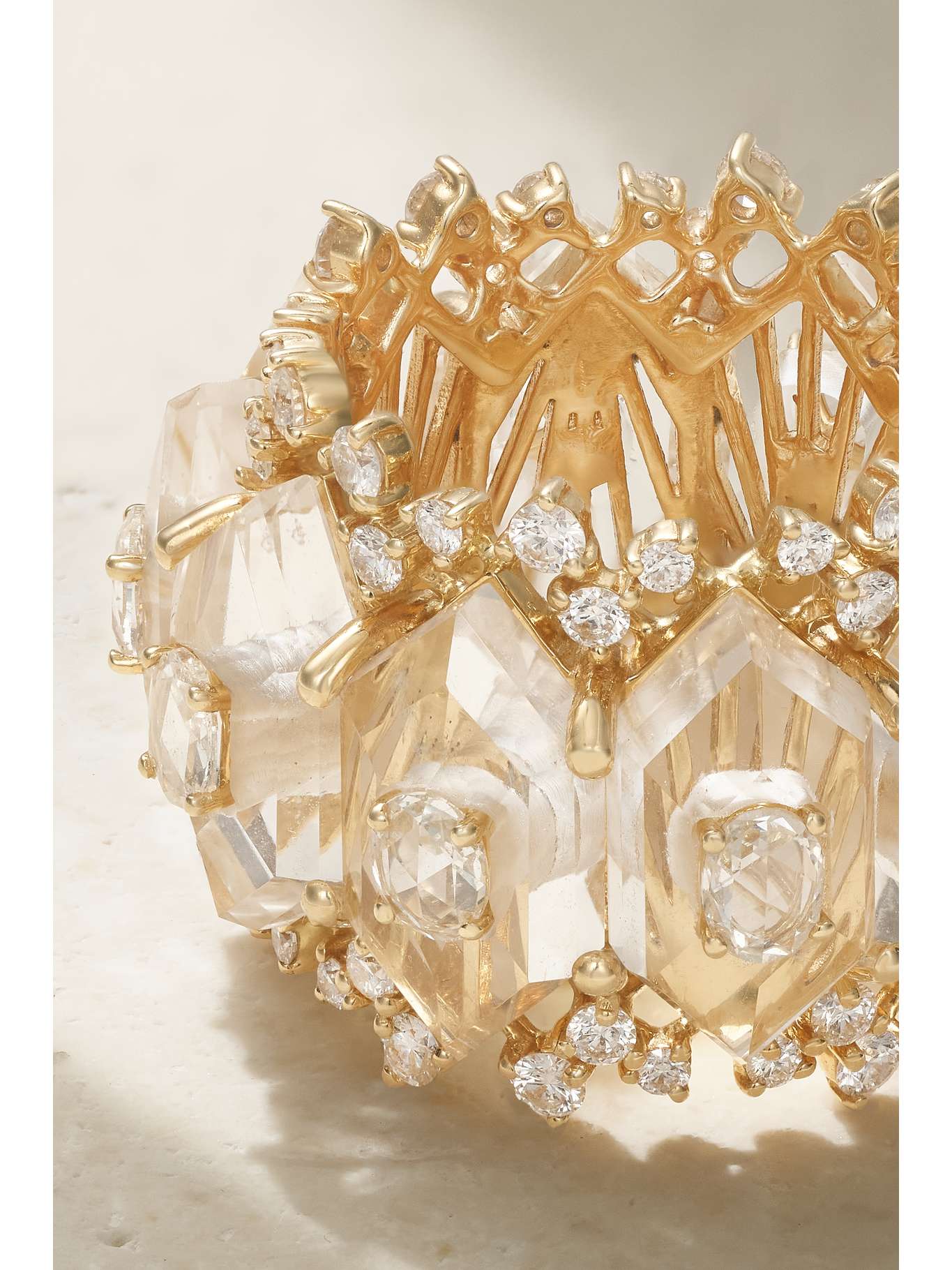 Gold 18-karat gold, quartz and diamond ring | ANANYA | NET-A-PORTER