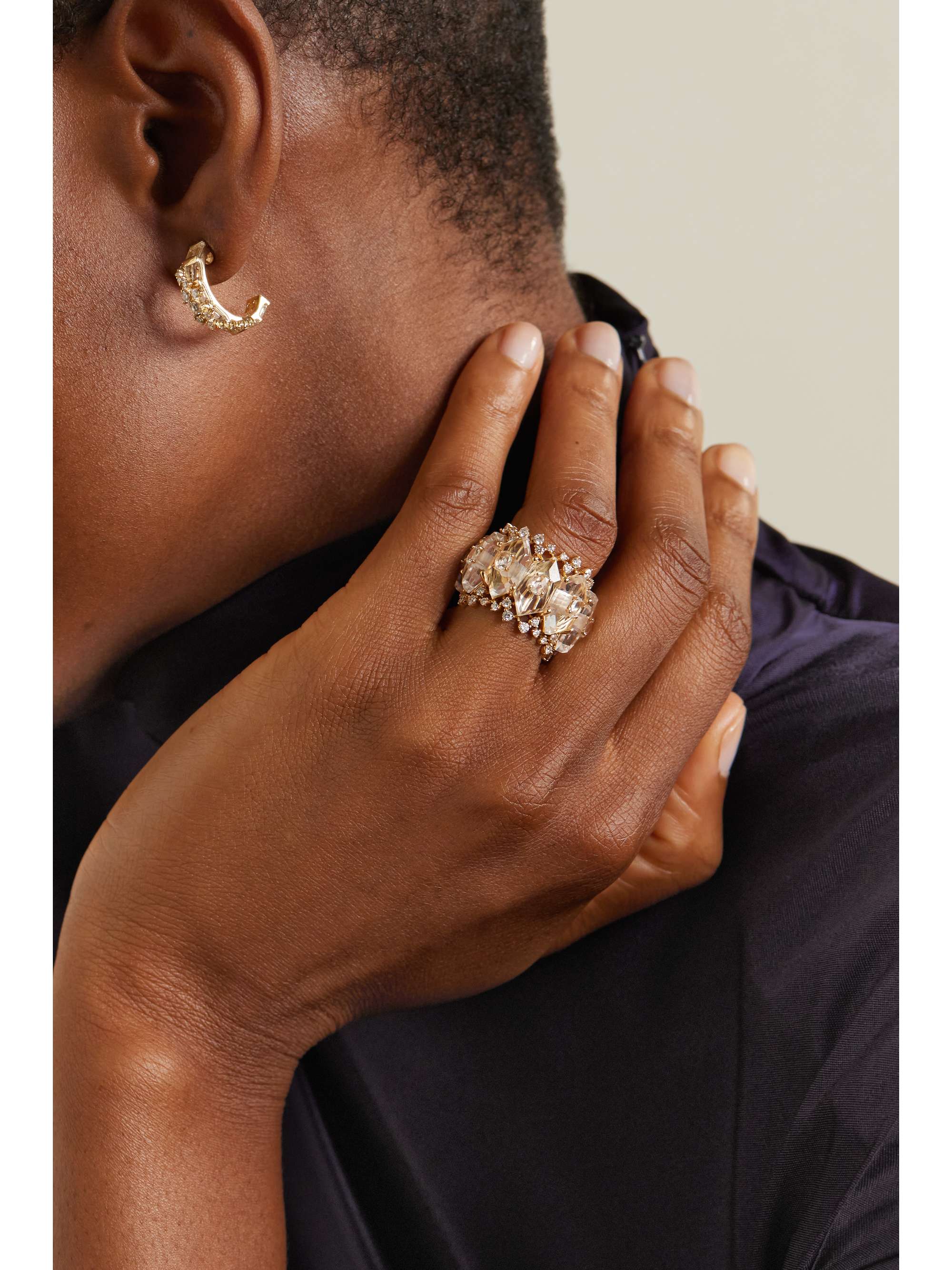 Gold 18-karat gold, quartz and diamond ring | ANANYA | NET-A-PORTER