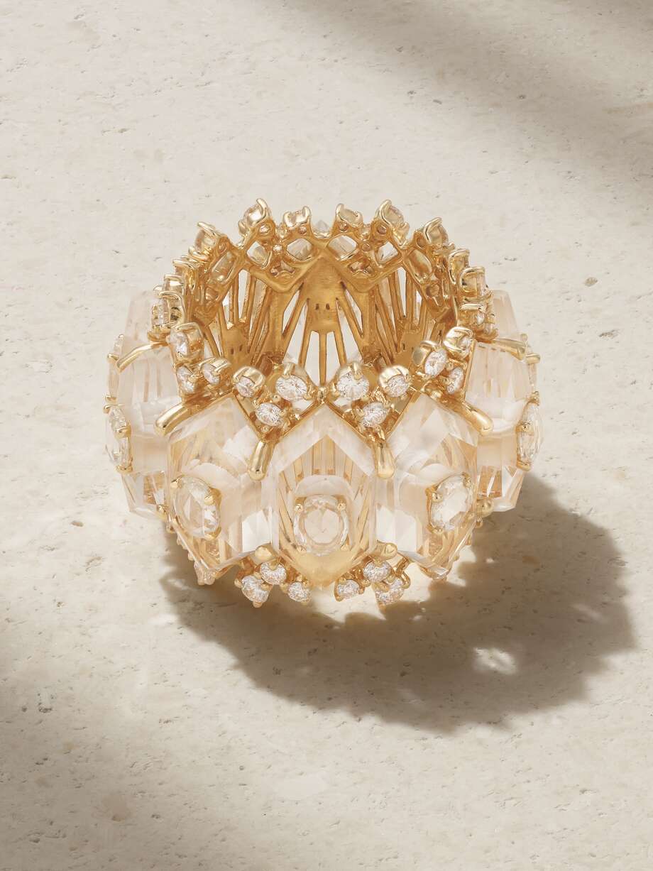 Gold 18-karat gold, quartz and diamond ring | ANANYA | NET-A-PORTER