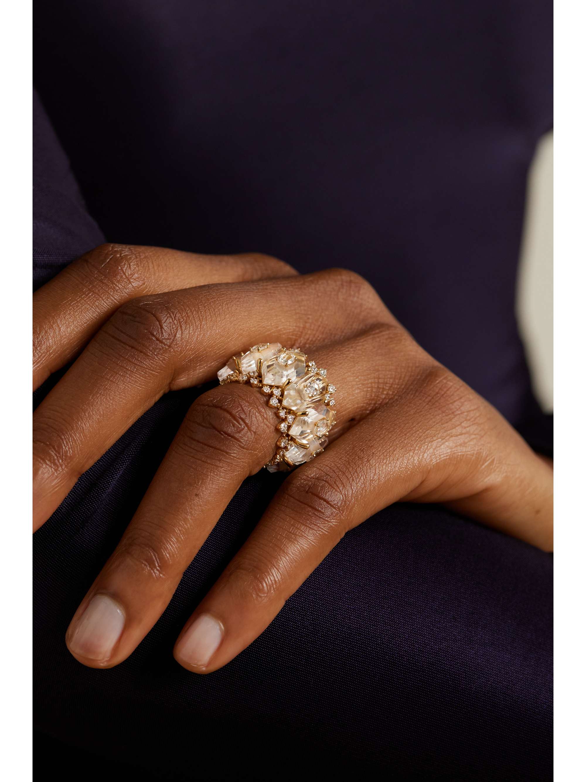 Gold 18-karat gold, quartz and diamond ring | ANANYA | NET-A-PORTER