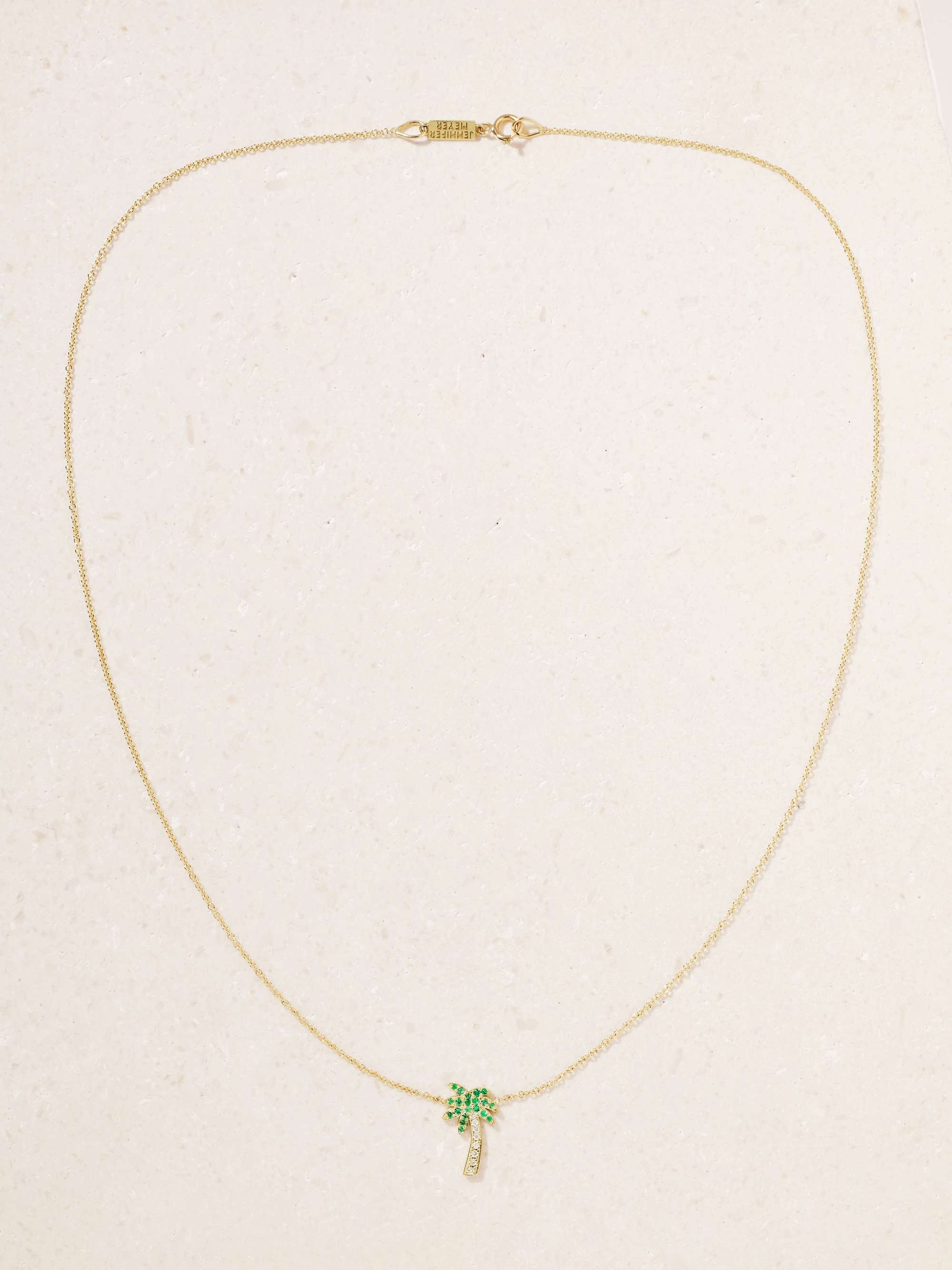 JENNIFER MEYER Palm Tree 18-karat gold, diamond and emerald necklace ...
